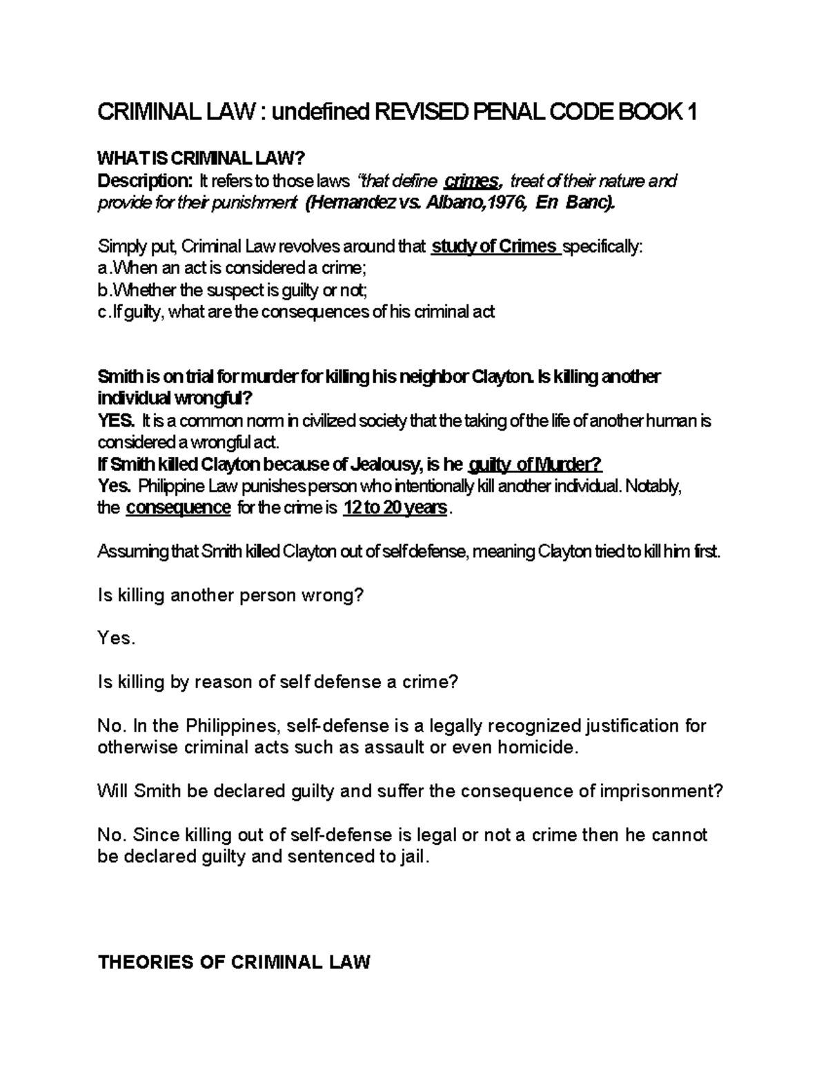 CRIMINAL LAW 101: Understanding the Revised Penal Code Book 1 - Studocu