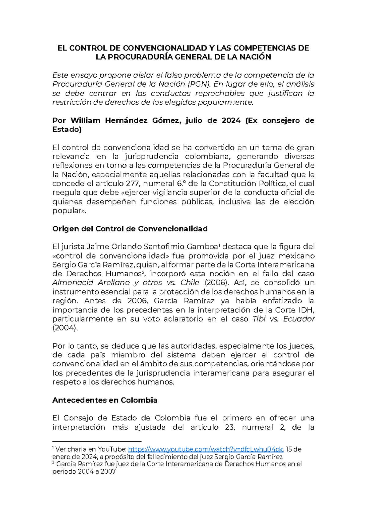 Control de Convencionalidad y Competencias de la PGN: Análisis Crítico ...