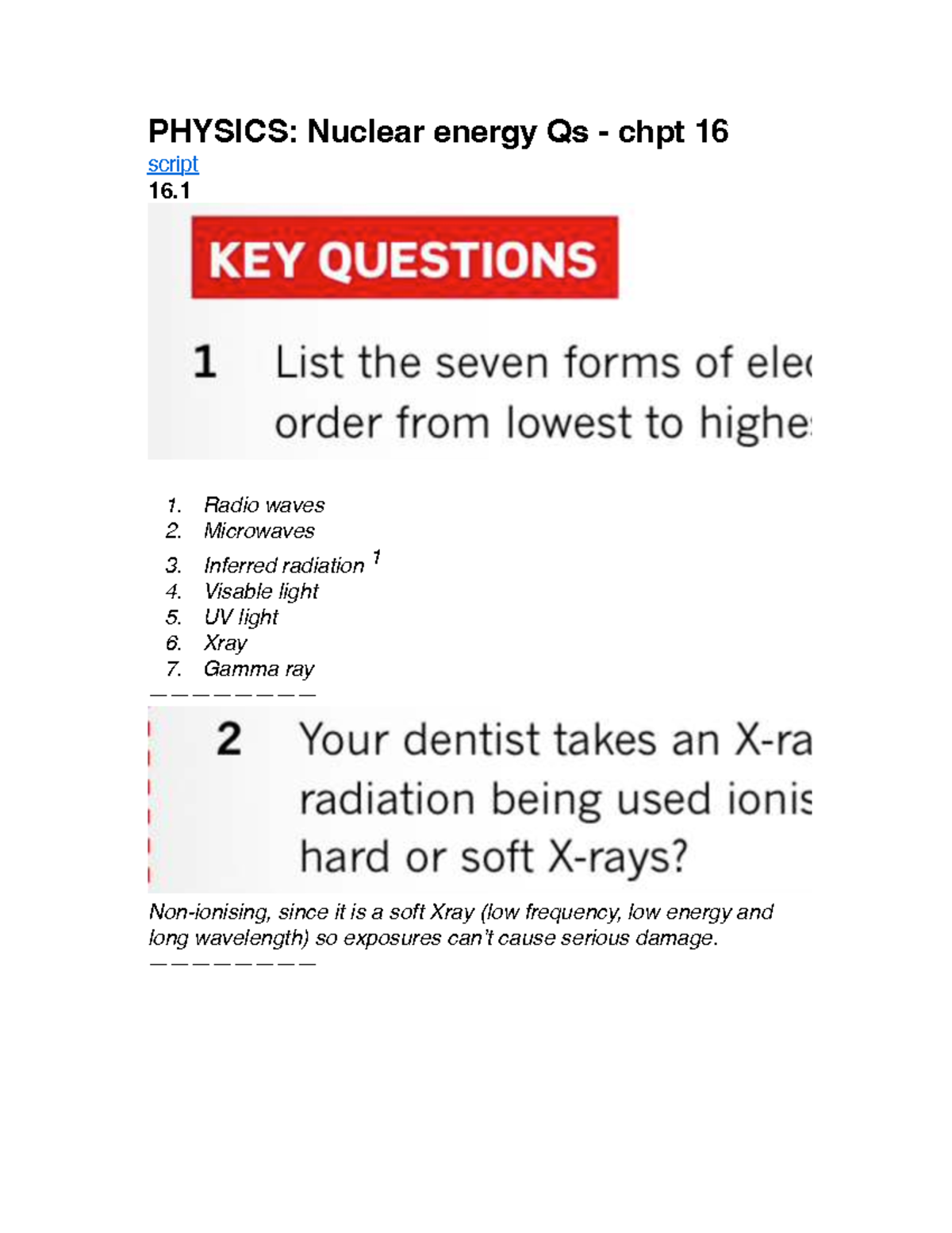 Physics: Nuclear Energy Questions - Chapter 16 Review - Studocu