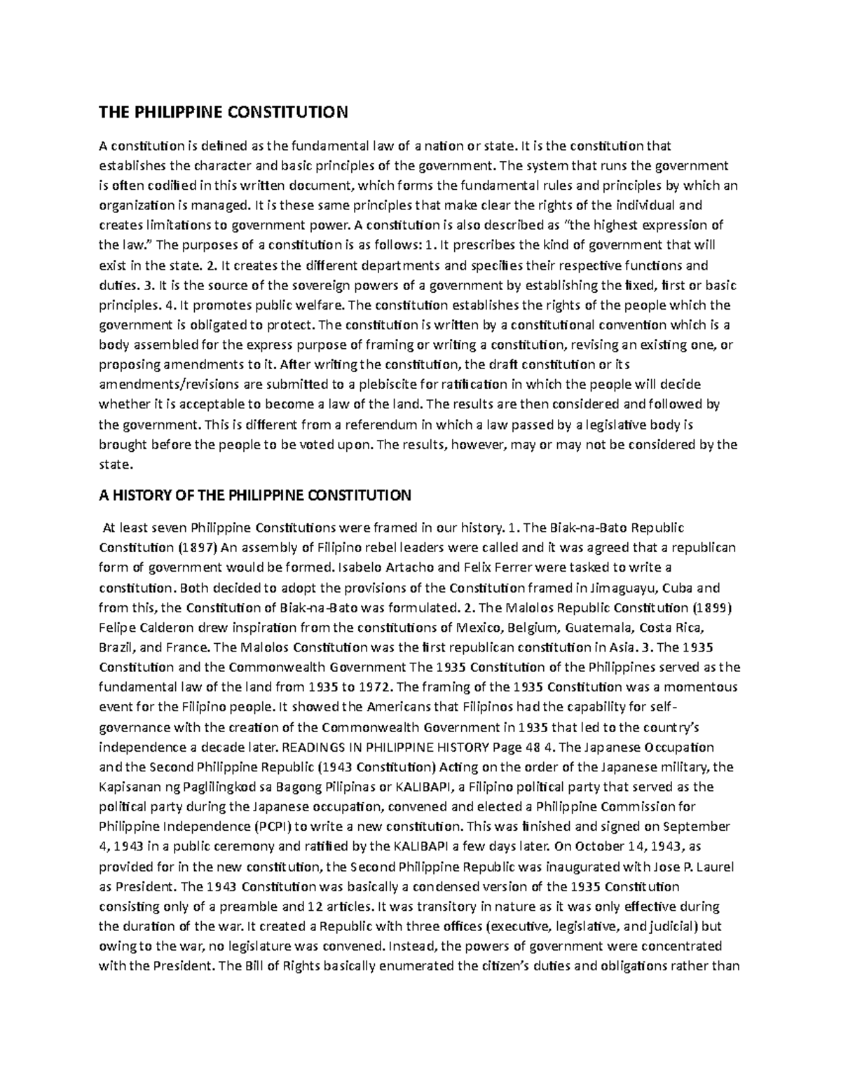 PHILIPPINE CONSTITUTION: Evolution & Historical Context - Studocu
