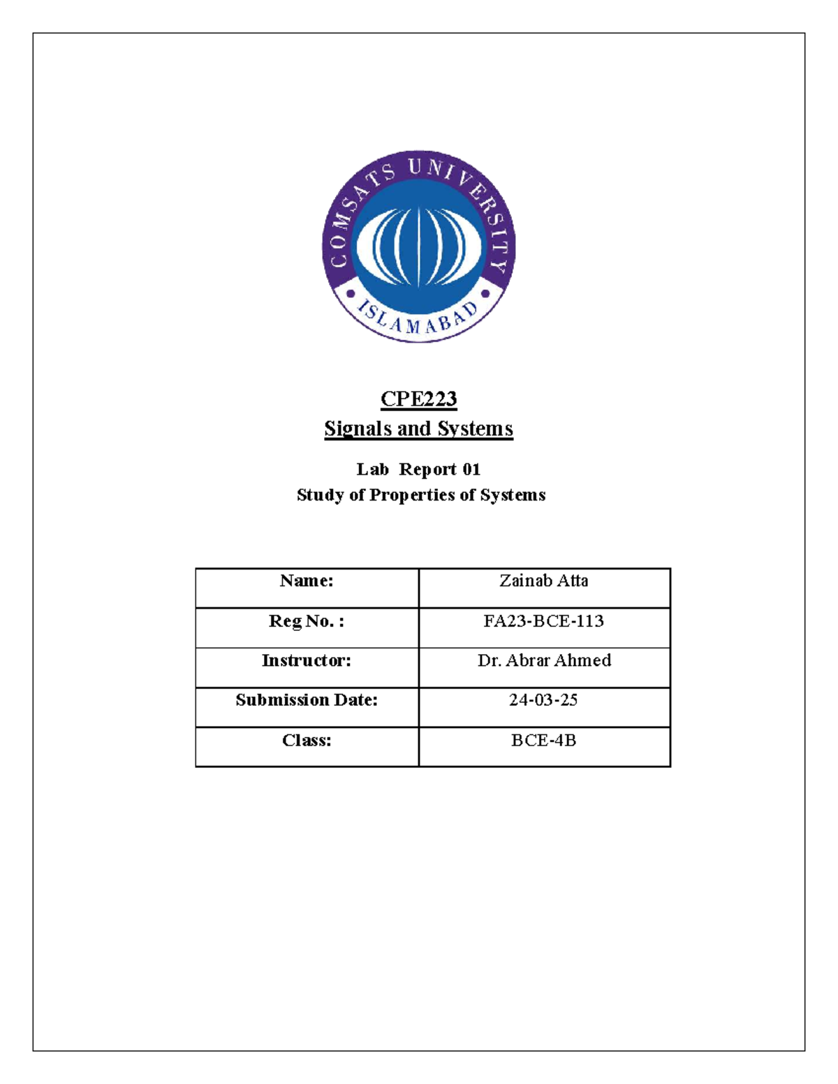 CPE223 Lab Report 01: Analyzing System Properties - Studocu