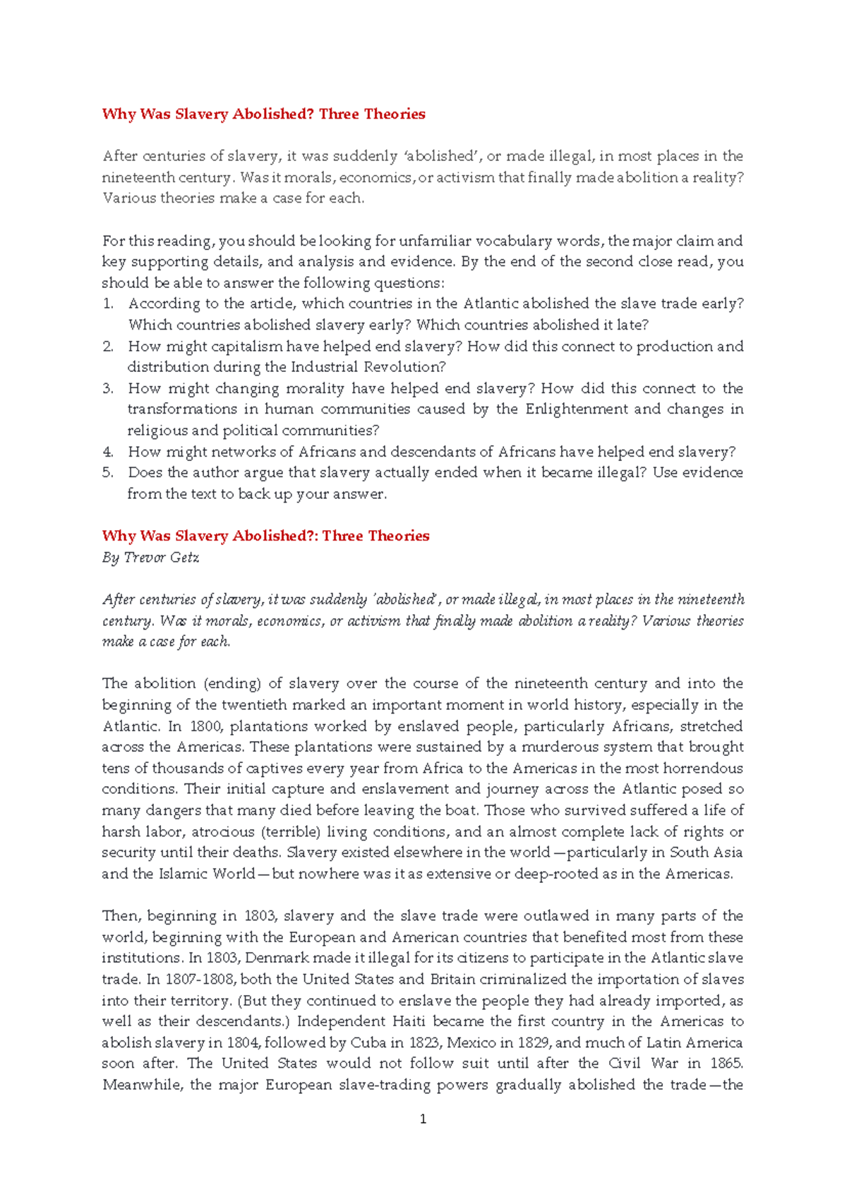 Slavery Abolition Theories: Analyzing Economic, Moral, and Activist ...