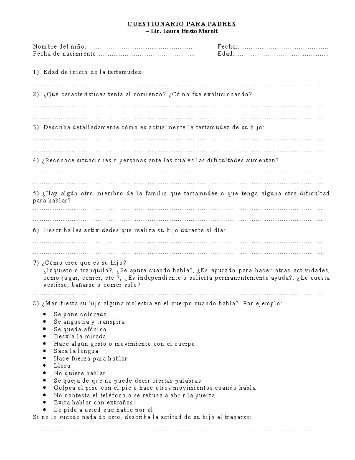 Clase 5-6: Evaluación de Disfluencia en Niños - Material de Tartamudez ...