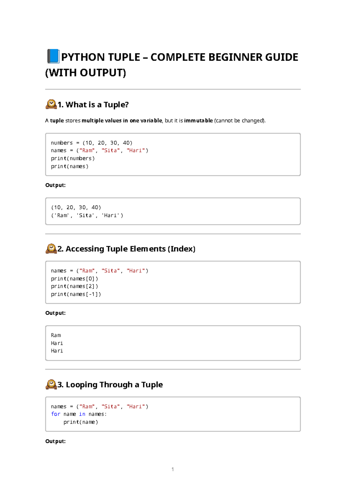 PYTHON TUPLE & SET: BEGINNER GUIDE (WITH OUTPUT) - Studocu