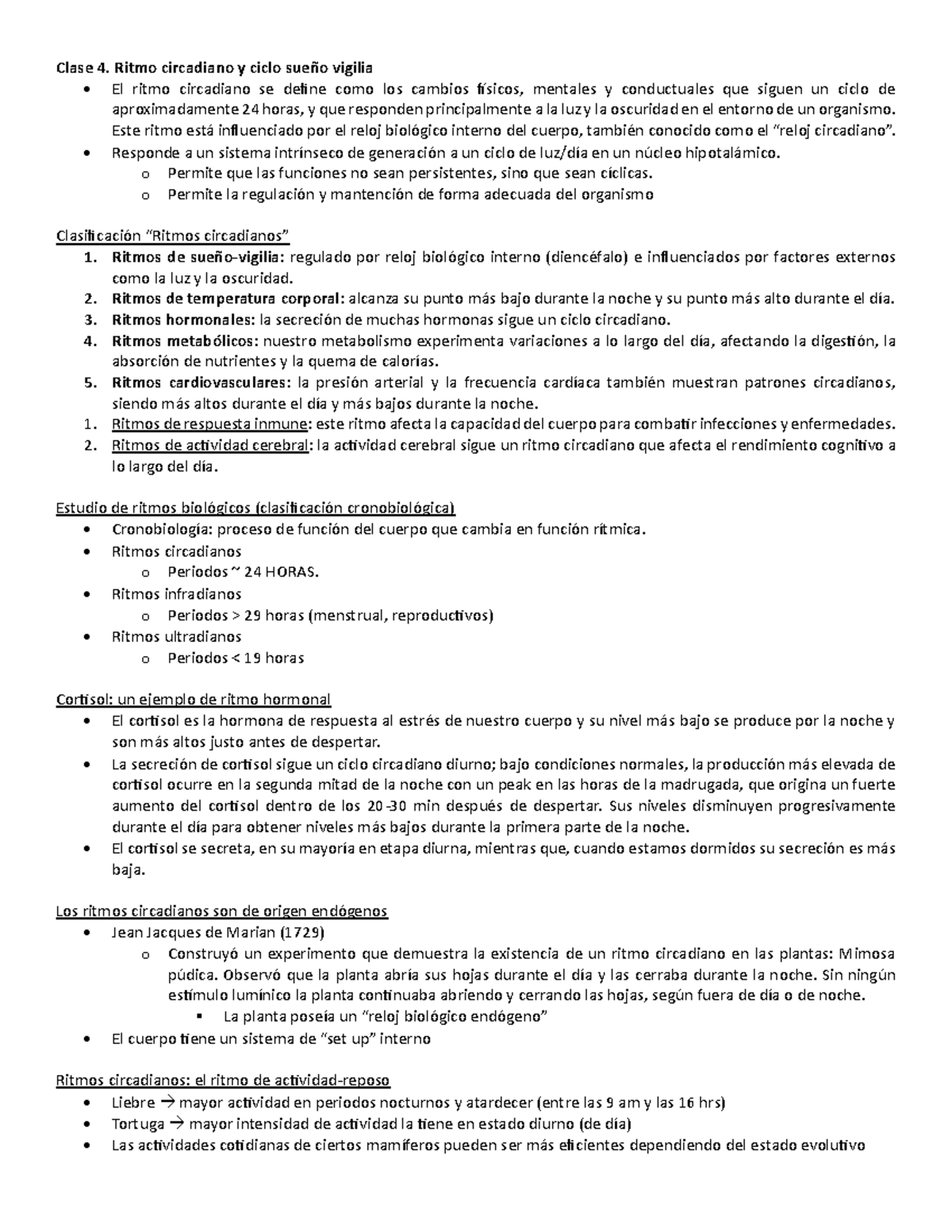 Clase 4: Ritmo Circadiano y Ciclo Sueño-Vigilia - Studocu