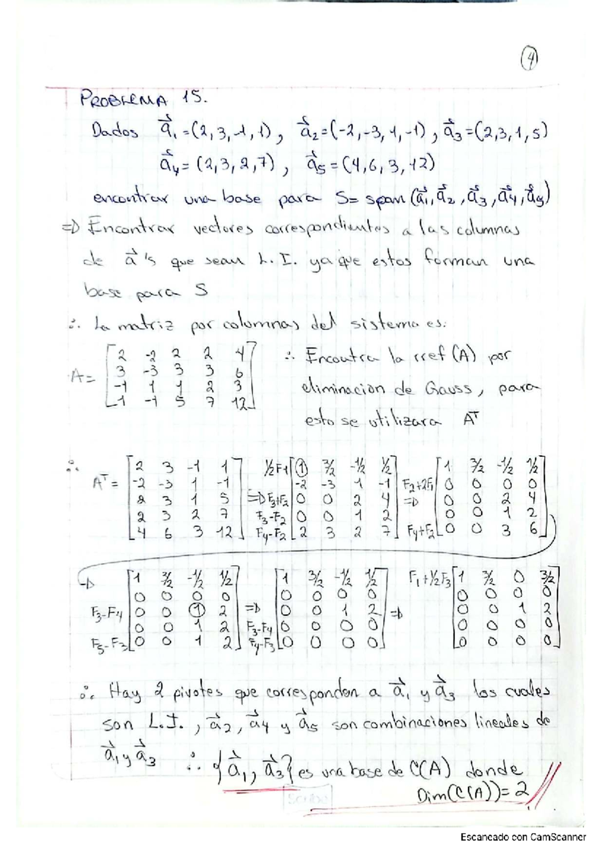 Problemas Resueltos de Álgebra Lineal - Páginas 2 y 3 - Studocu