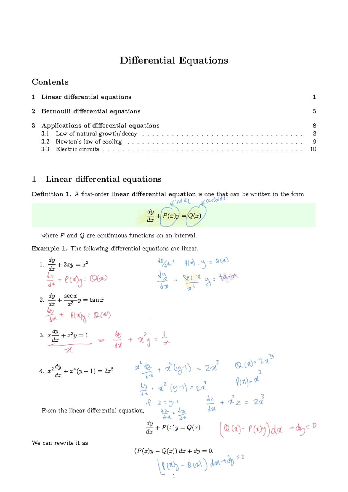 Differential Equations Final Exam Preparation - Calculus II (Ch. 6 ...