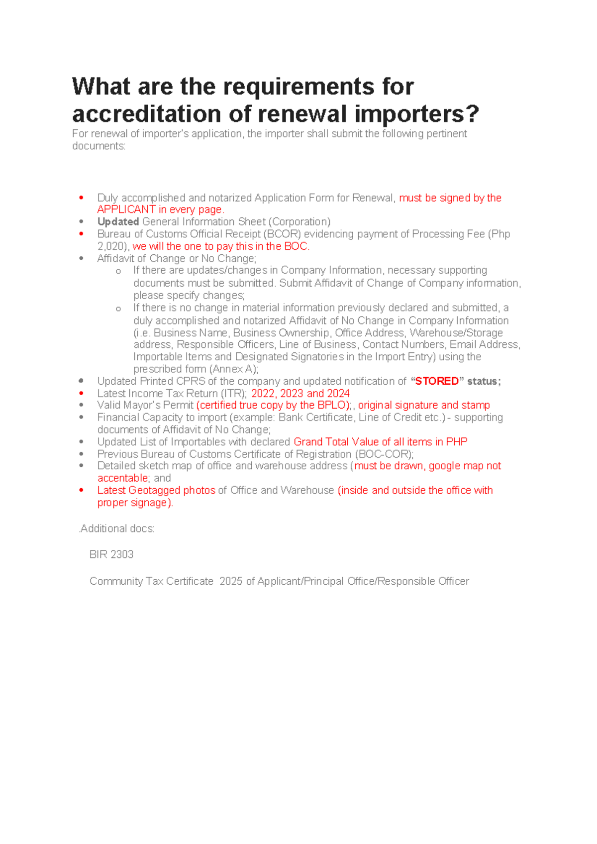 Requirements for BOC AMO Renewal: Essential Documents Guide - Studocu