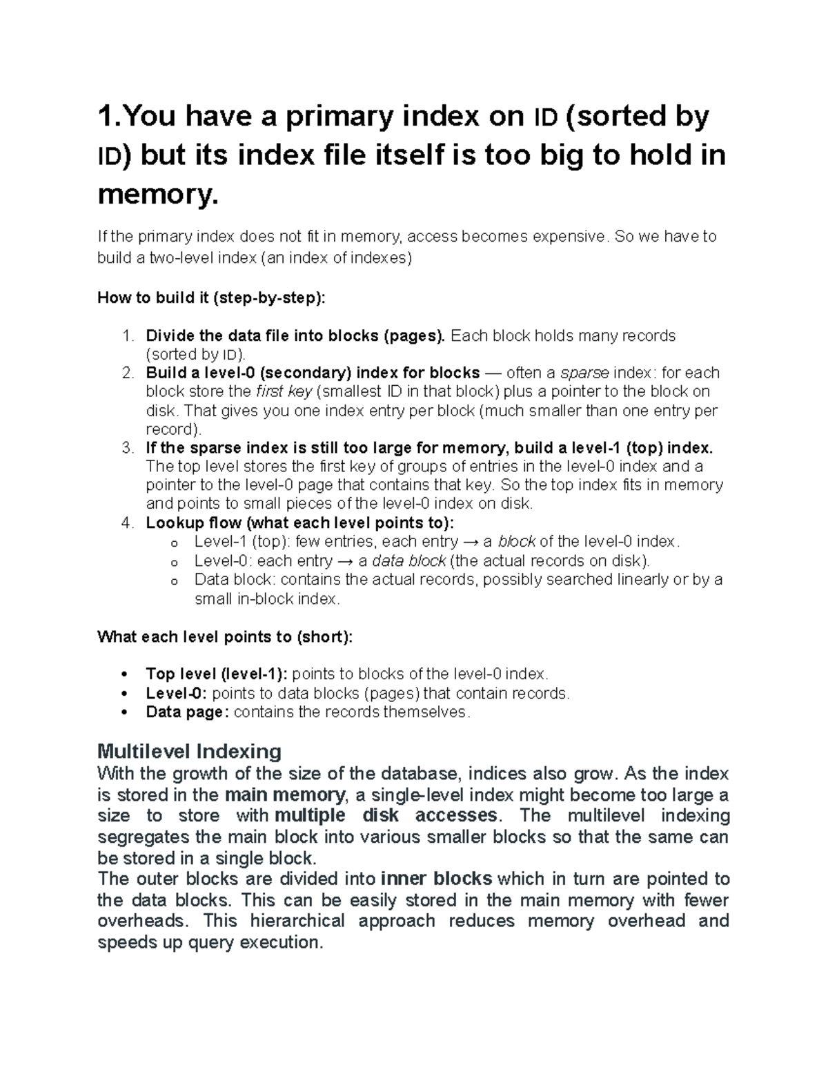 Multilevel Indexing Notes - CS101 - Studocu