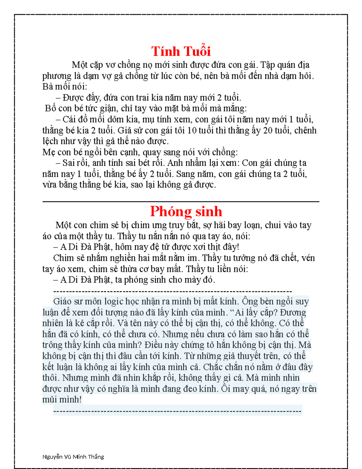 Tính Tuổi - fhgf - Tính Tuổi Một cặp vơ chồng nọ mới sinh được đứa con ...