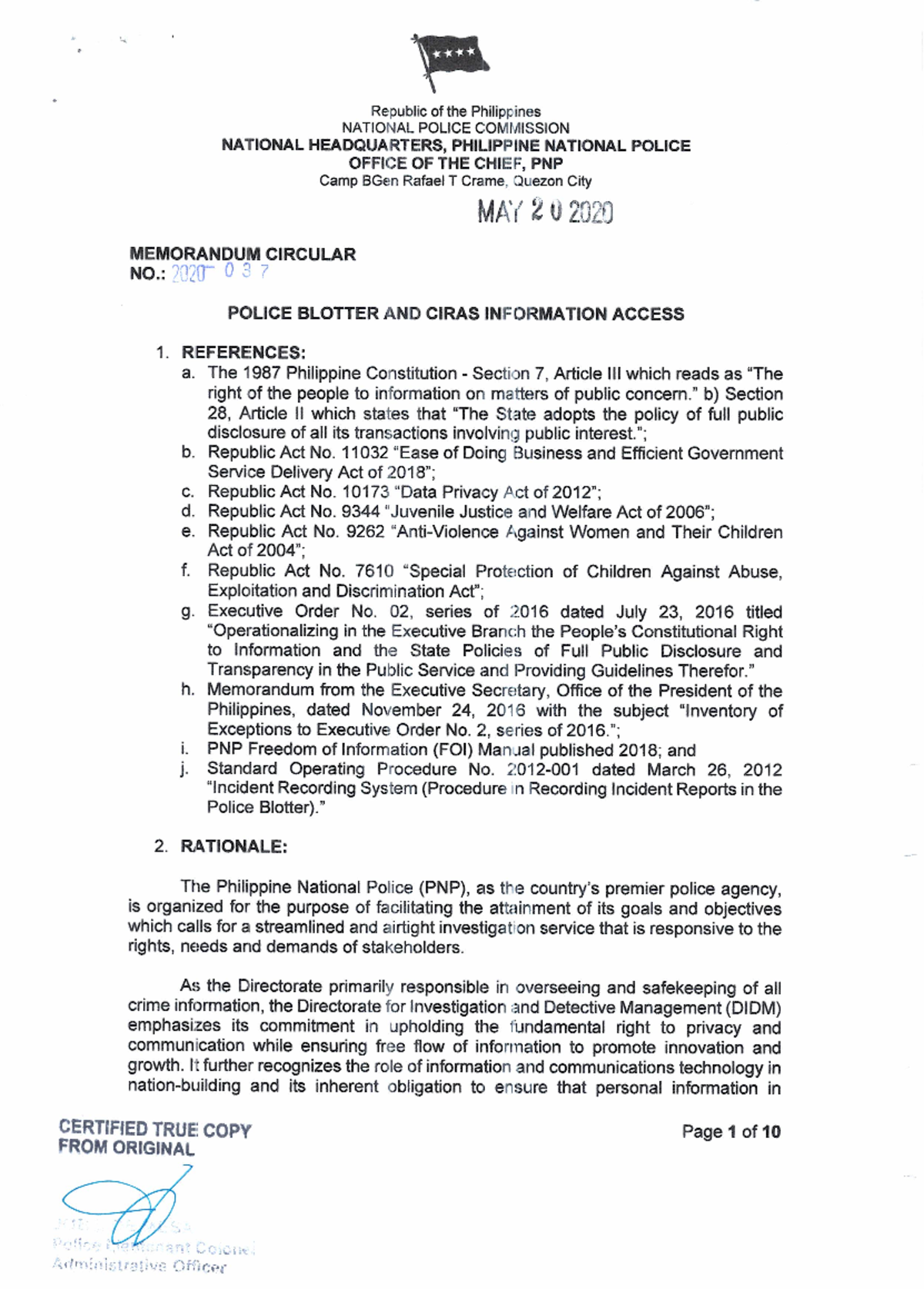 PNP MC No. 2020-037: Key Highlights and Insights - Studocu