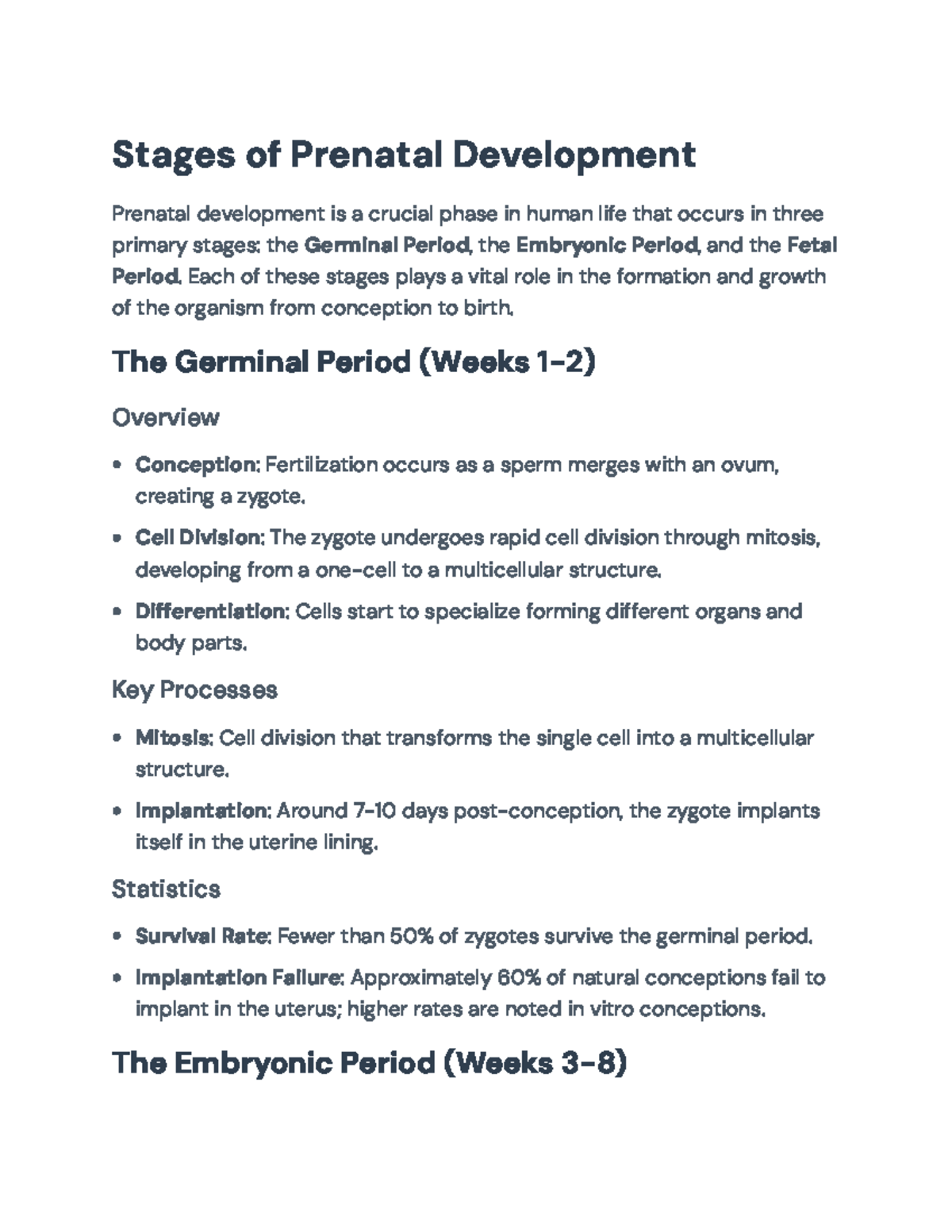 Prenatal Development Stages: Germinal, Embryonic, and Fetal Periods ...