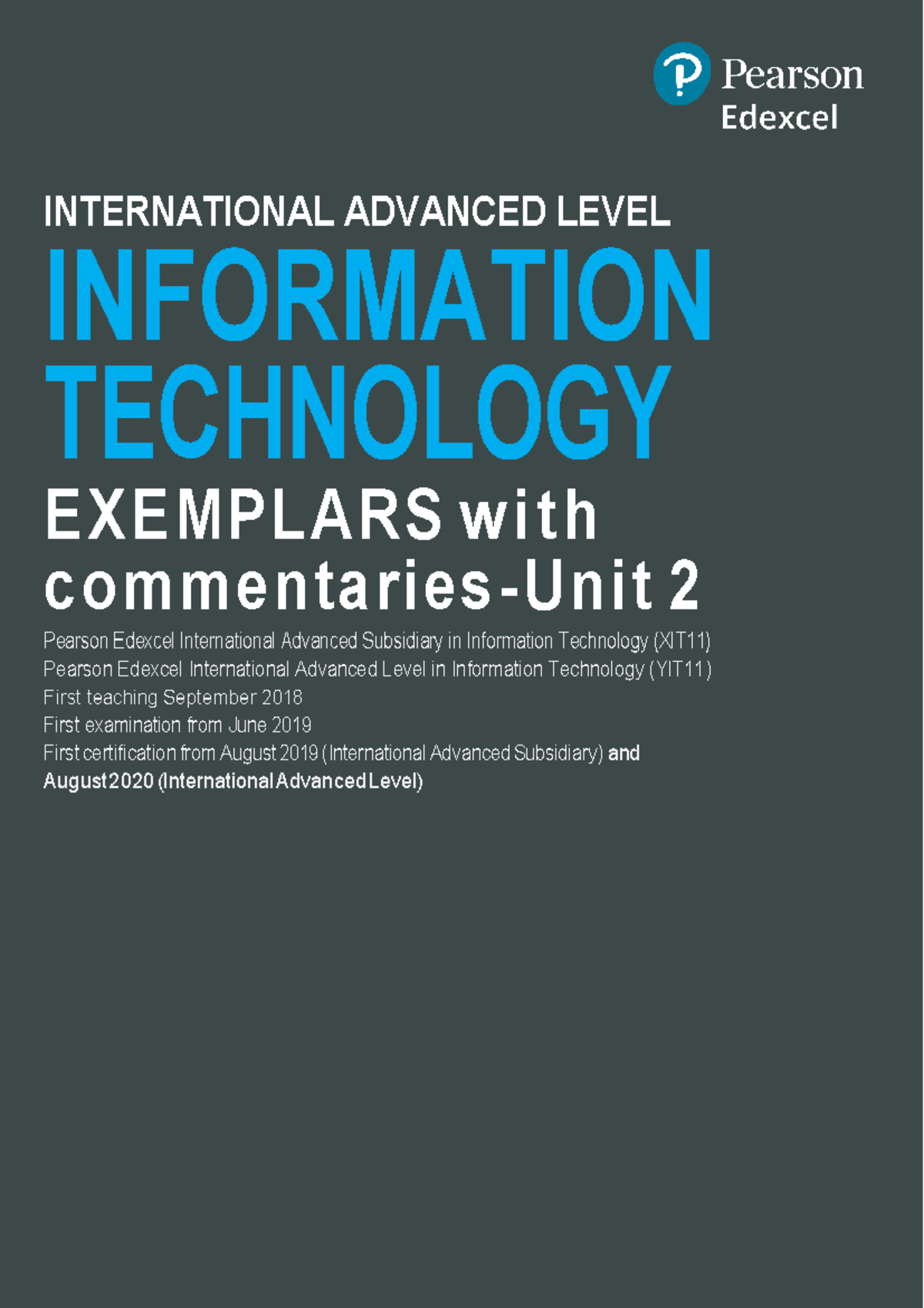 Unit 2 IT Exemplars with Commentaries - Edexcel International A Level ...