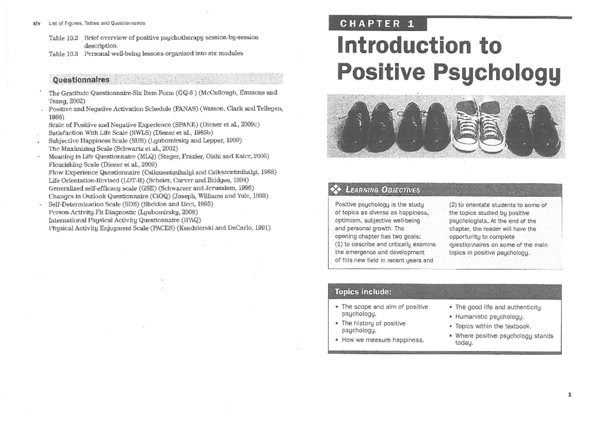 Positive Psychology: Chapter 1 Overview and Key Questionnaires - Studocu