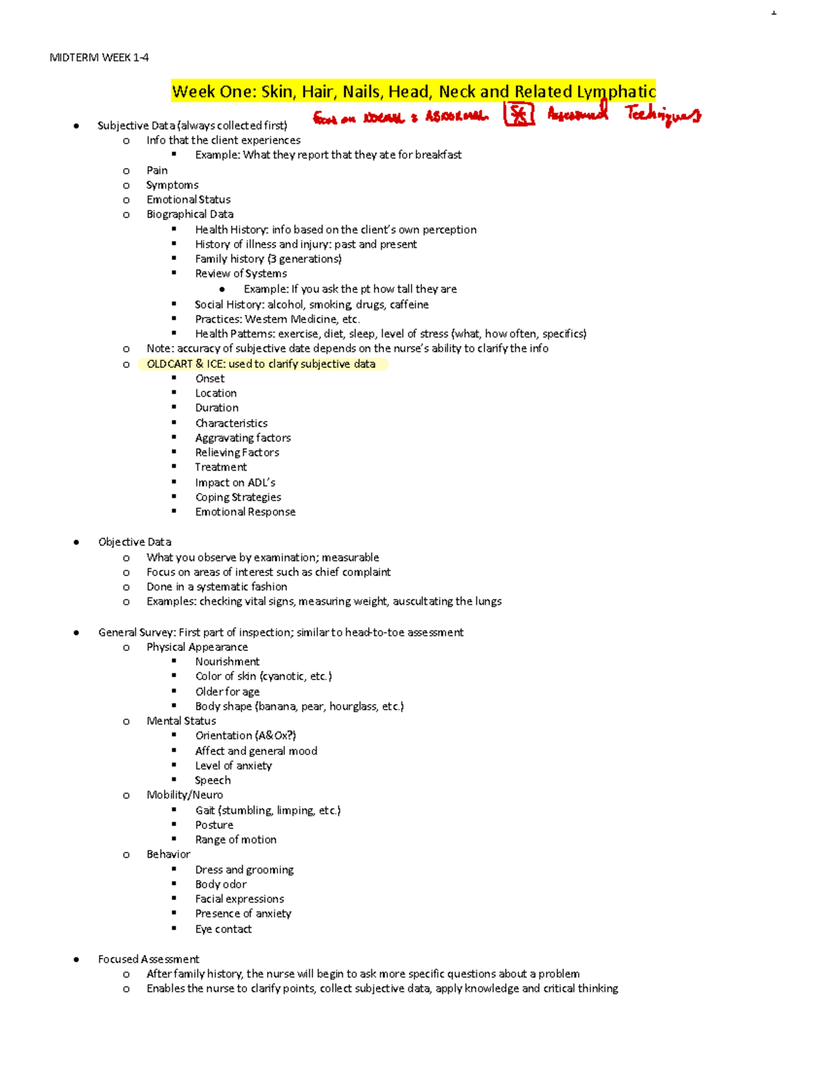 PA Study guide - Term notes - MIDTERM WEEK 1- 4 Week One: Skin, Hair ...