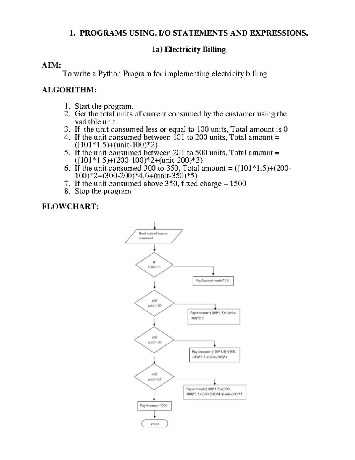 GE 3171 - Python Record - notes of practicals - 1. PROGRAMS USING, I/O ...