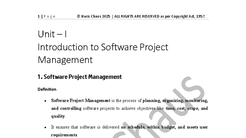 SPM 101: Unit I - Introduction to Software Project Management Notes ...
