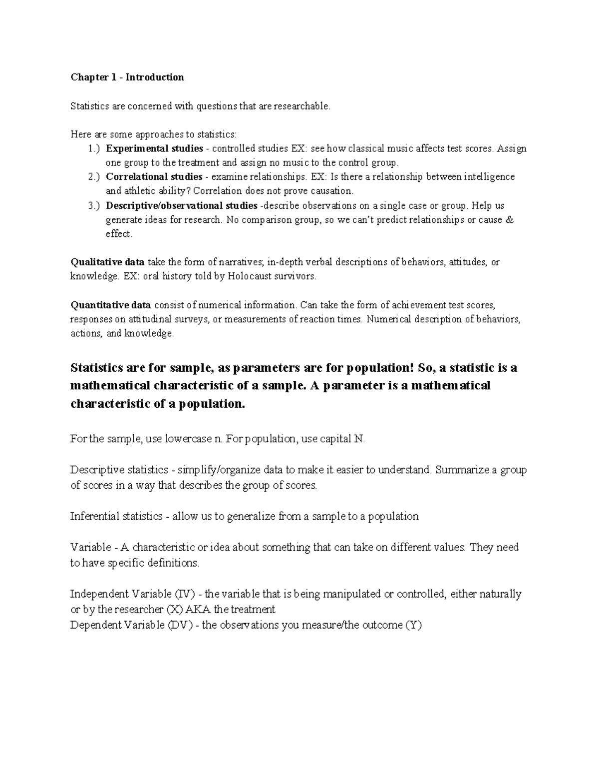 Psych Stat Study Guide 1: Introduction to Statistics and Data Analysis ...