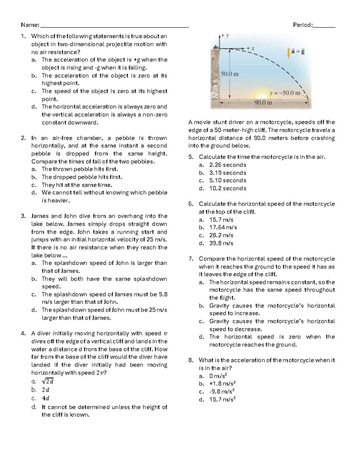 Physics 101: Projectile Motion Practice Problems & Solutions - Studocu