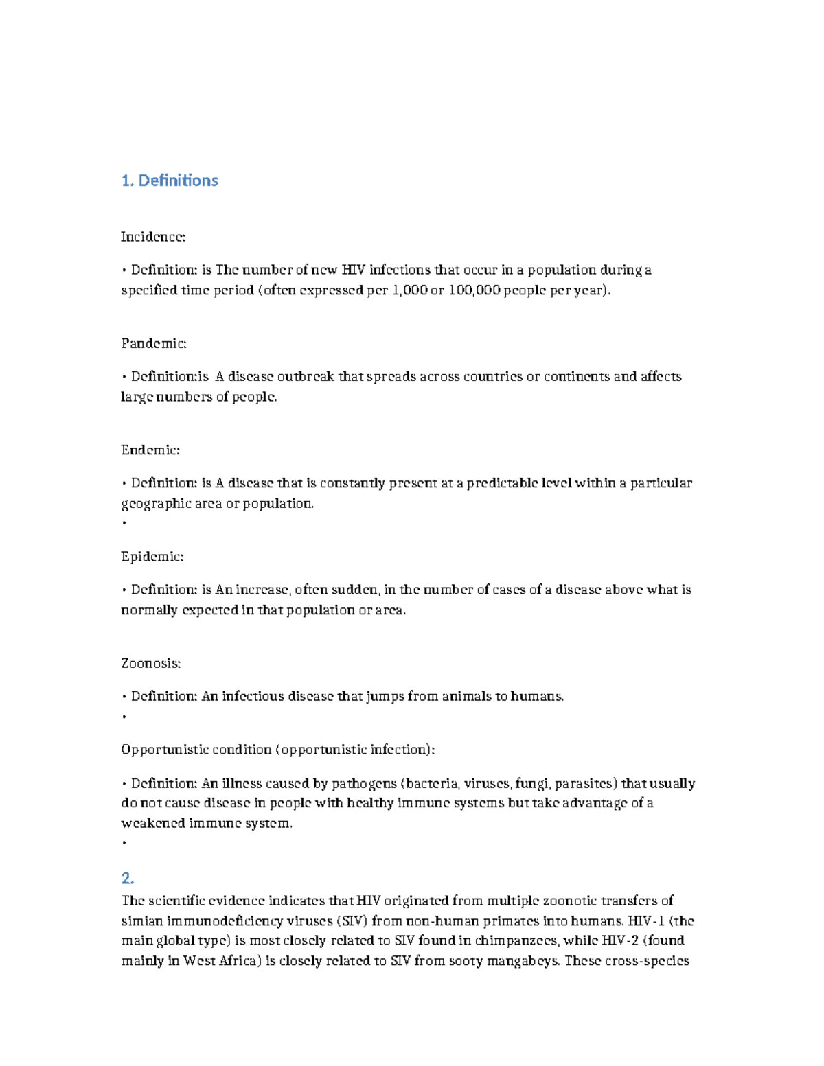 HIV/AIDS Definitions and Origins: A Comprehensive Overview - Studocu