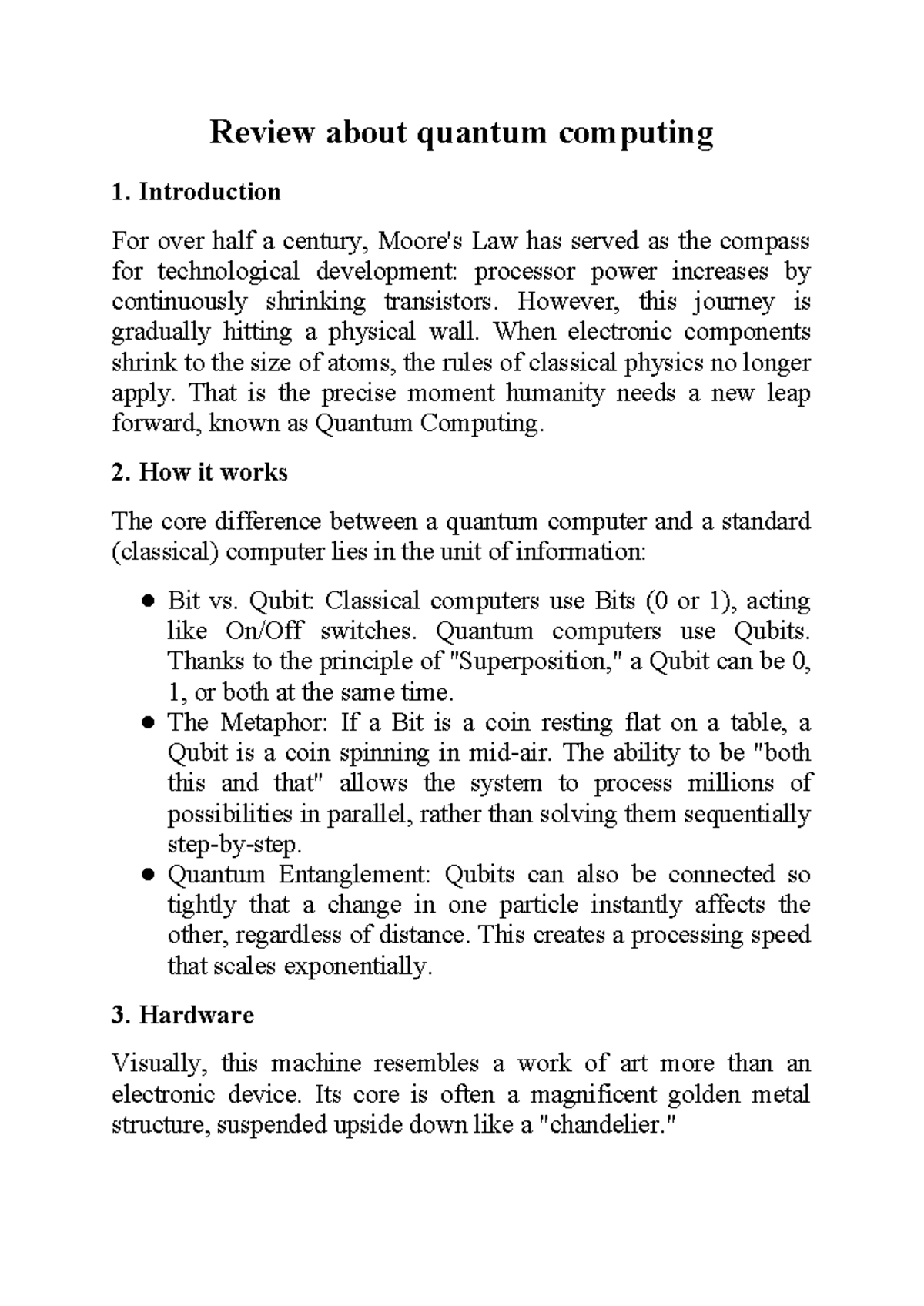 Quantum Computing Overview: Principles, Applications, and SOTA - Studocu