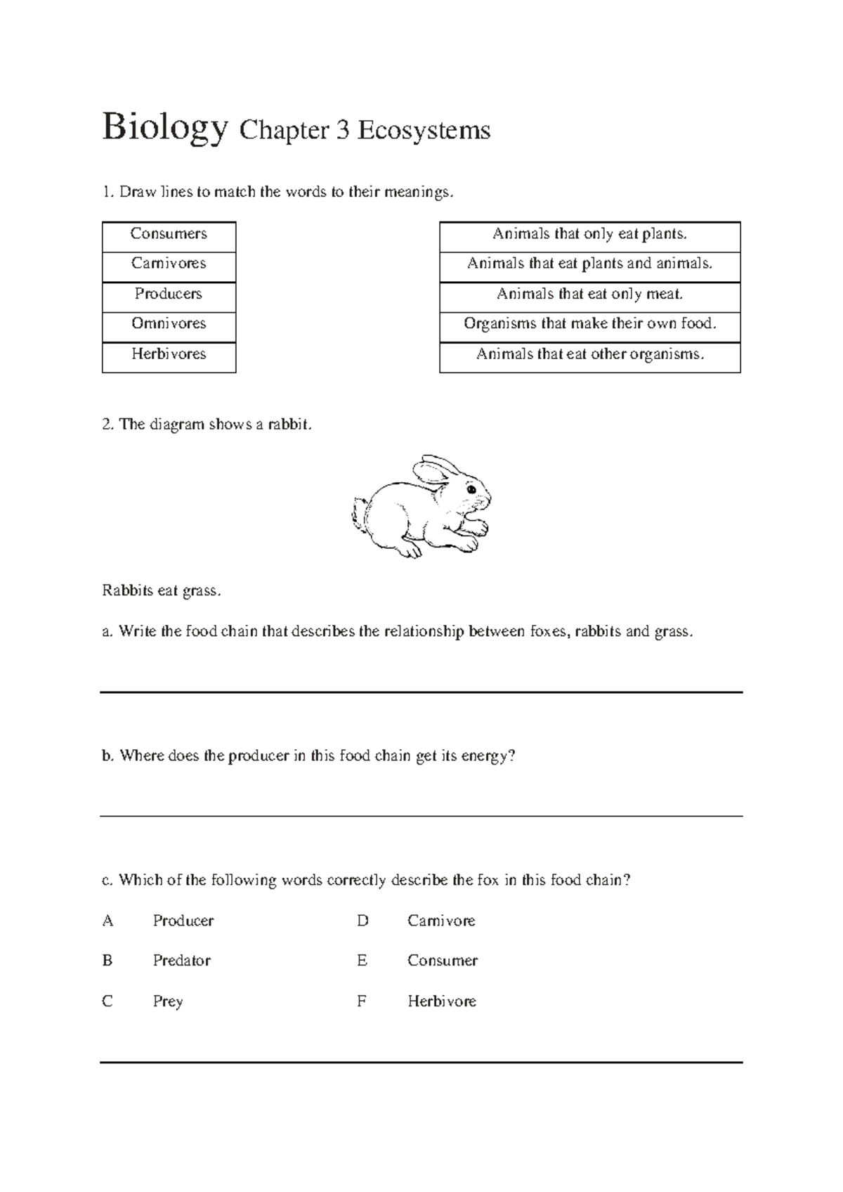 Biology Y9 Chapter 3: Ecosystems Study Guide and Activities - Studocu