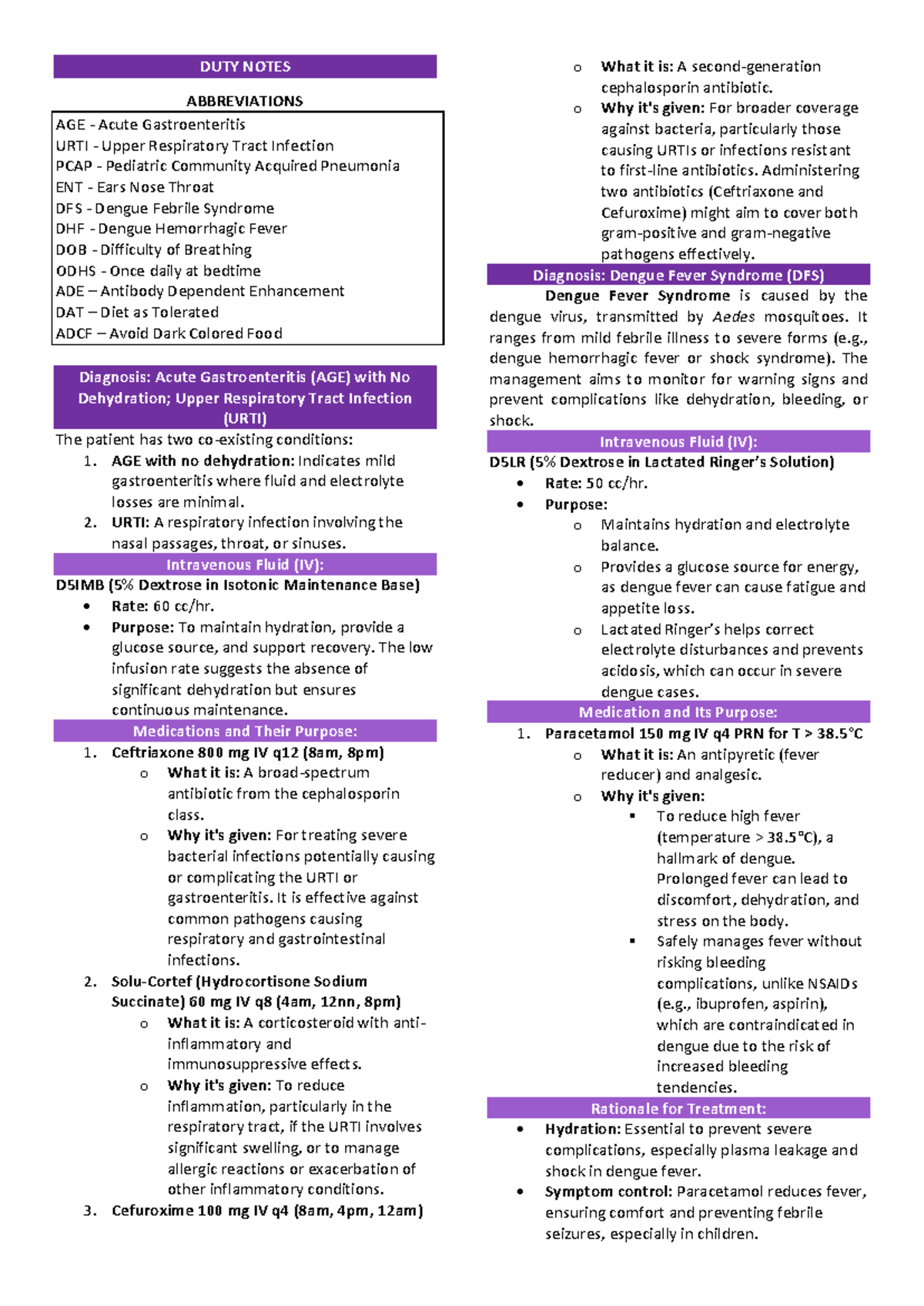 DUTY Notes on Acute Conditions and Management - 2023 - Studocu
