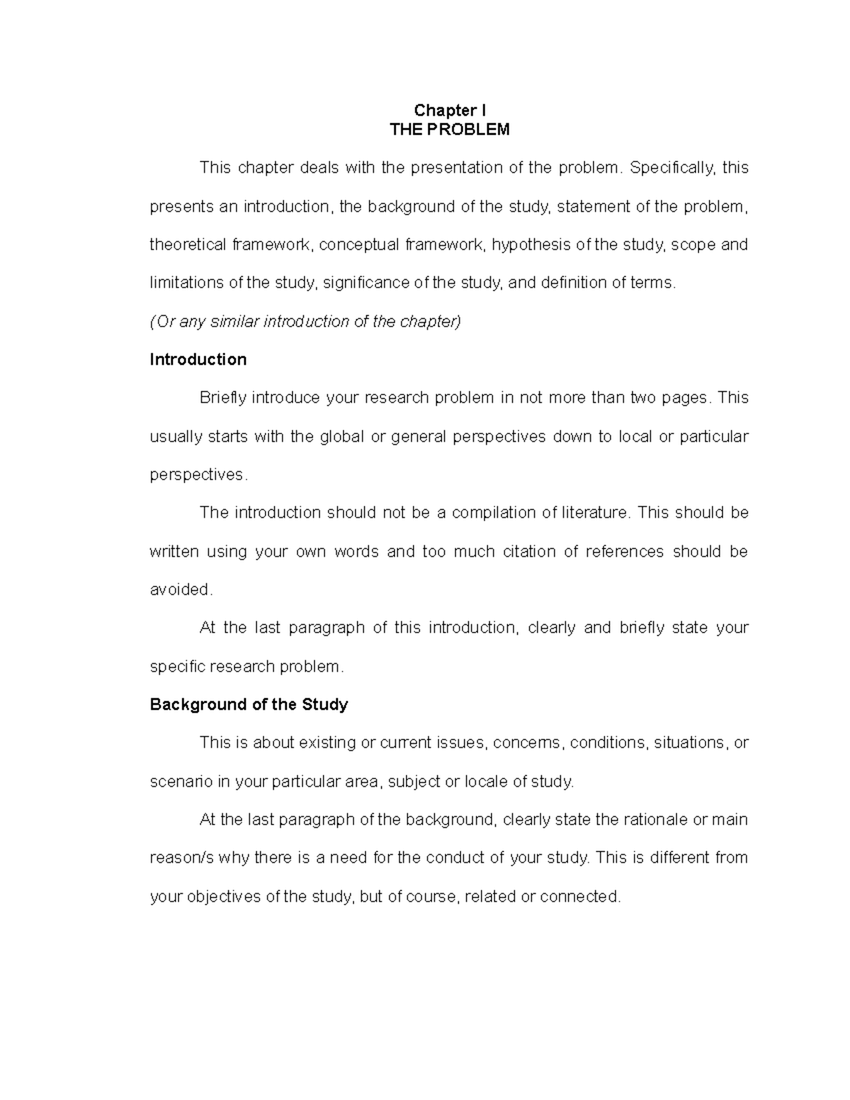CABeihm Thesis Format 2018: Main Body Structure Guidelines - Studocu