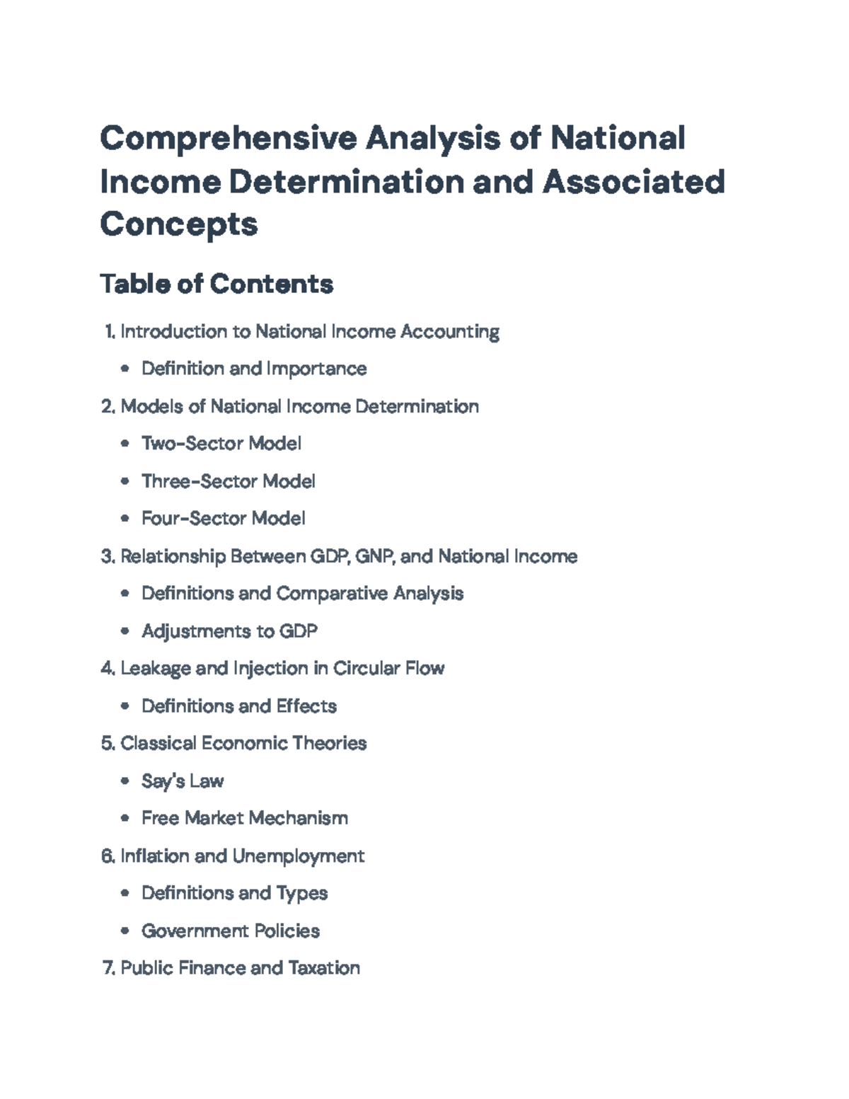 Comprehensive Review of National Income Determination Models and ...