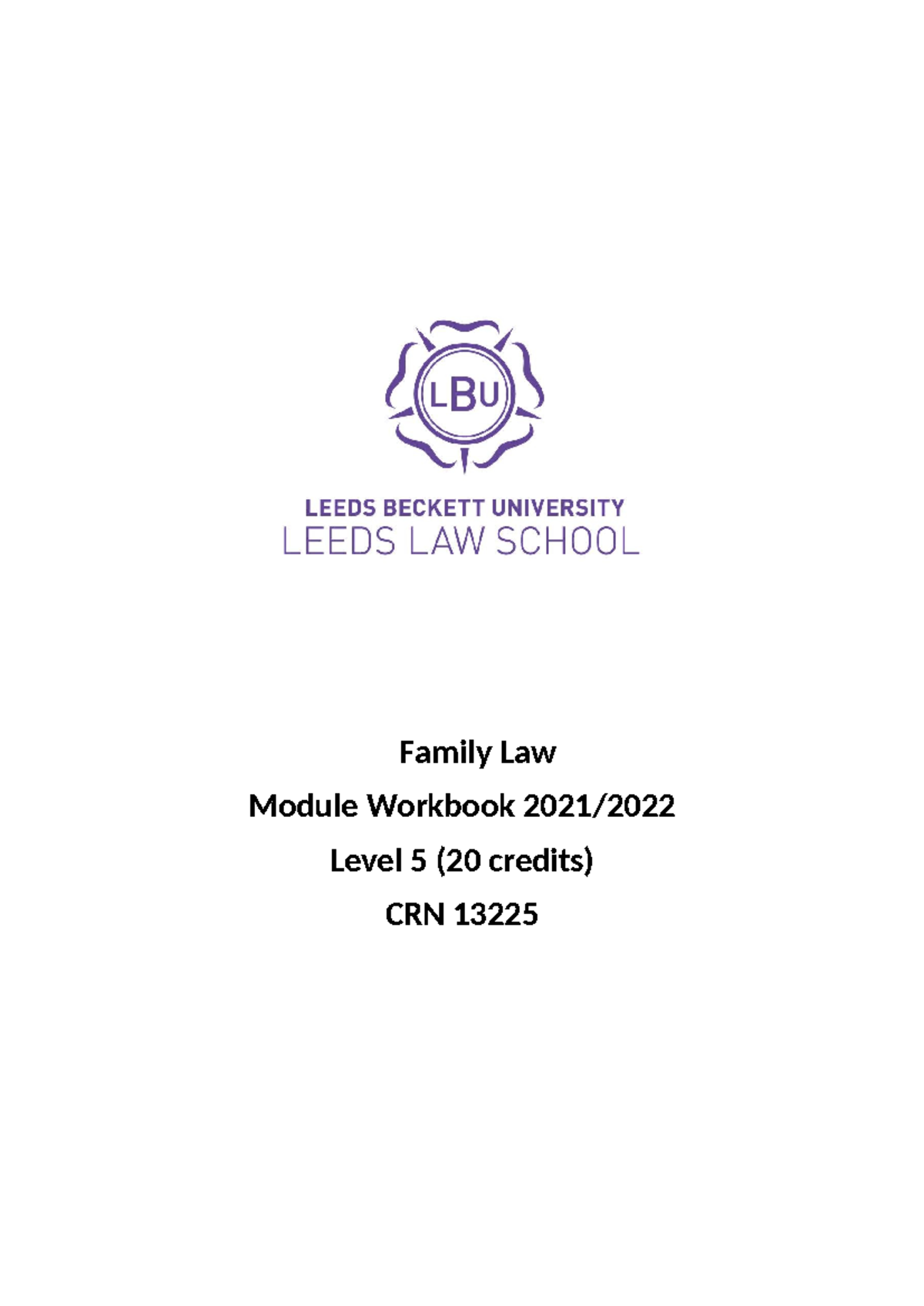 Family Law Module Workbook (Level 5, 20 credits) 2021-22 - Studocu