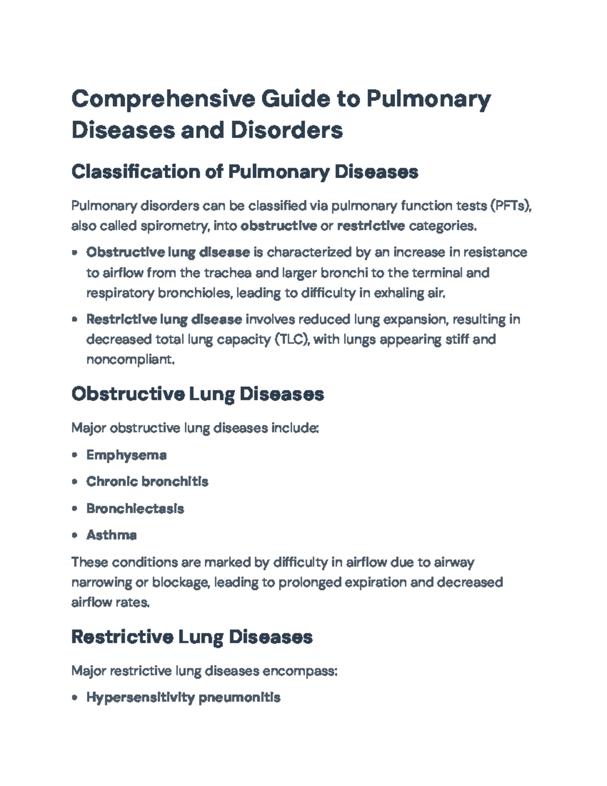 Comprehensive Guide to Pulmonary Diseases (Course Code TBD) - Studocu