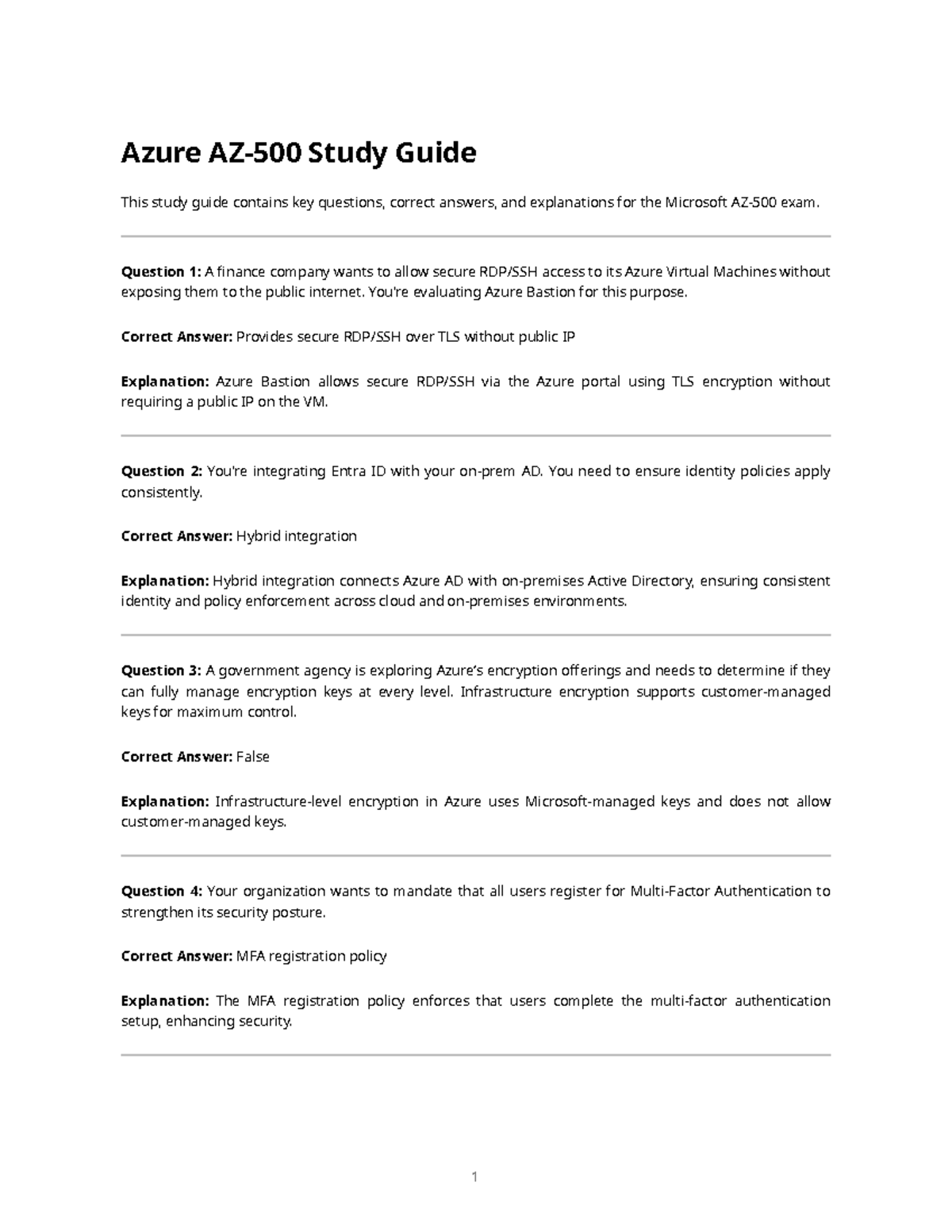 Azure 500 Study Guide: Key Concepts for Cloud Security Exam - Studocu