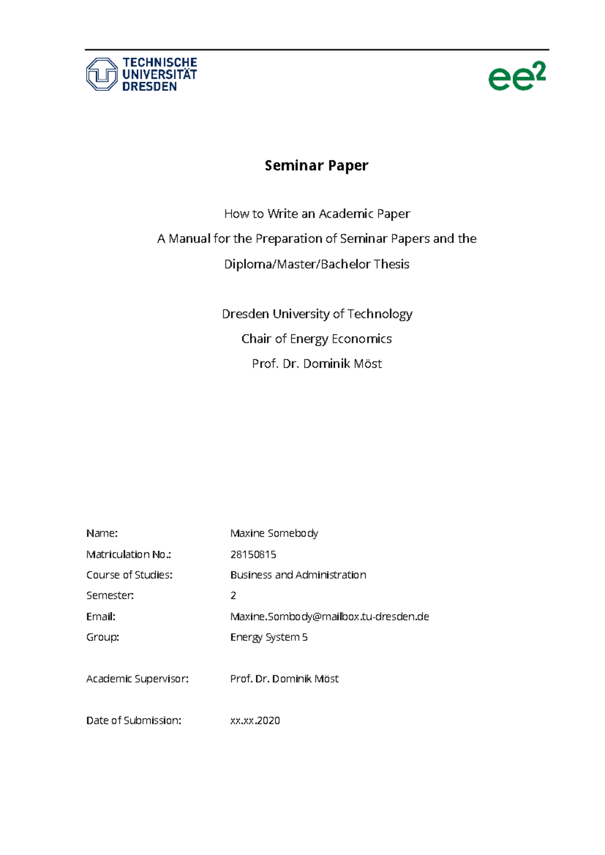 EE2 Seminar Paper Writing Guide for Academic Theses and Projects - Studocu