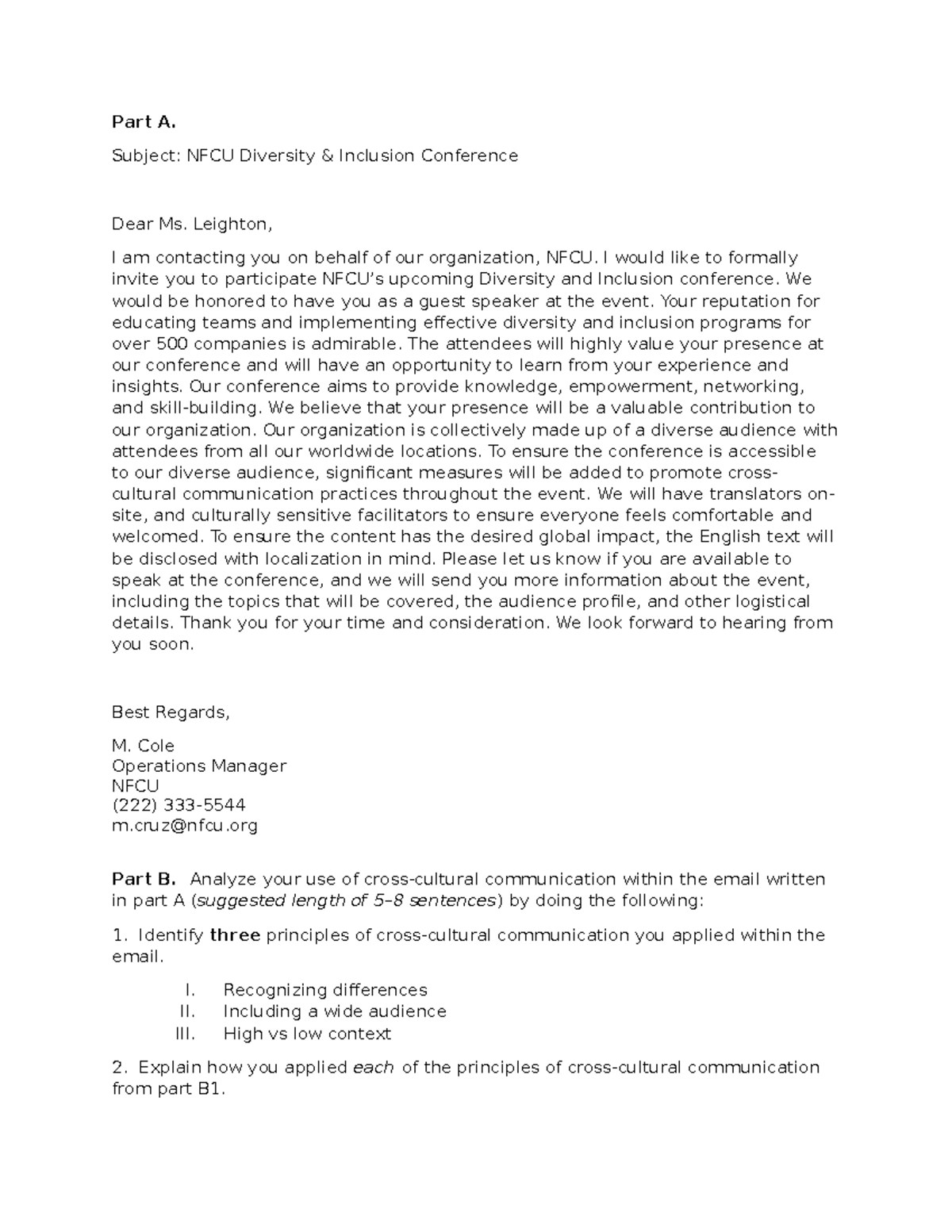 D270 Task 1: Composition on Effective Cross-Cultural Communication ...