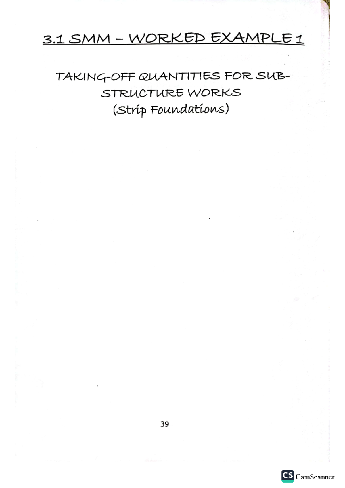 3 SMM WORKED EXAMPLES: SUBSTRUCTURE & FRAMED STRUCTURE WORKS - Studocu