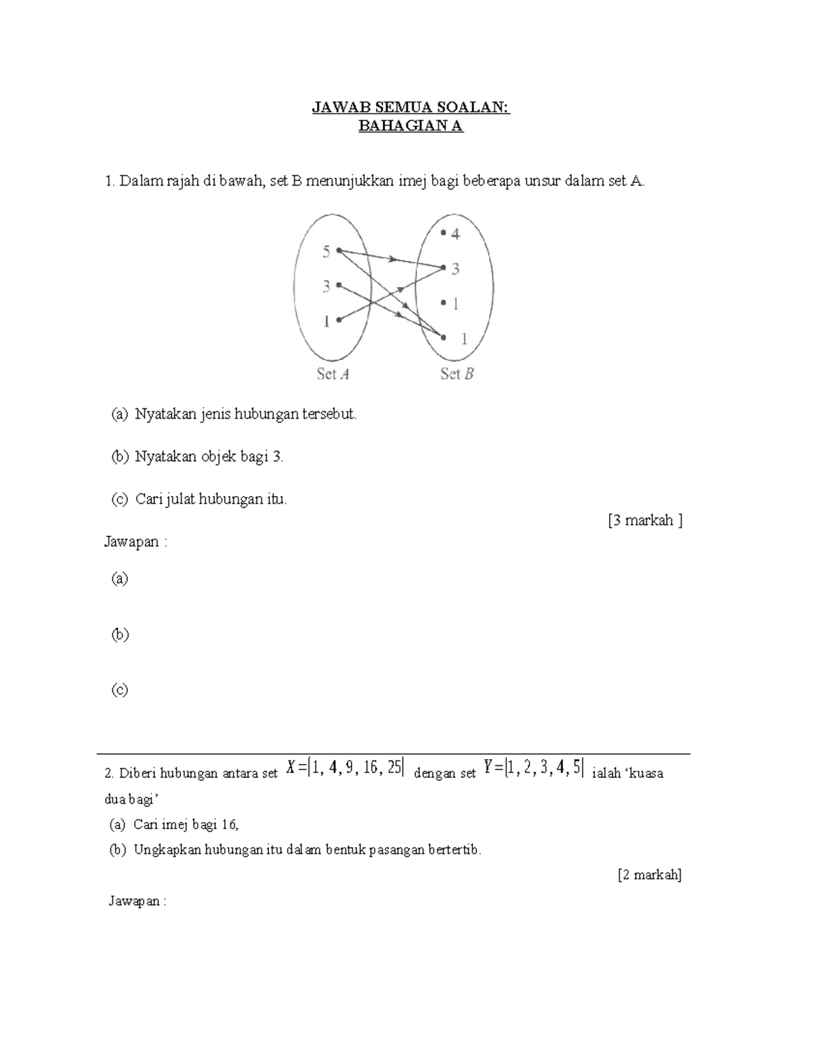 PKBS 1 Matematik Tambahan T4 2024: Jawapan Soalan Bahagian A & B - Studocu