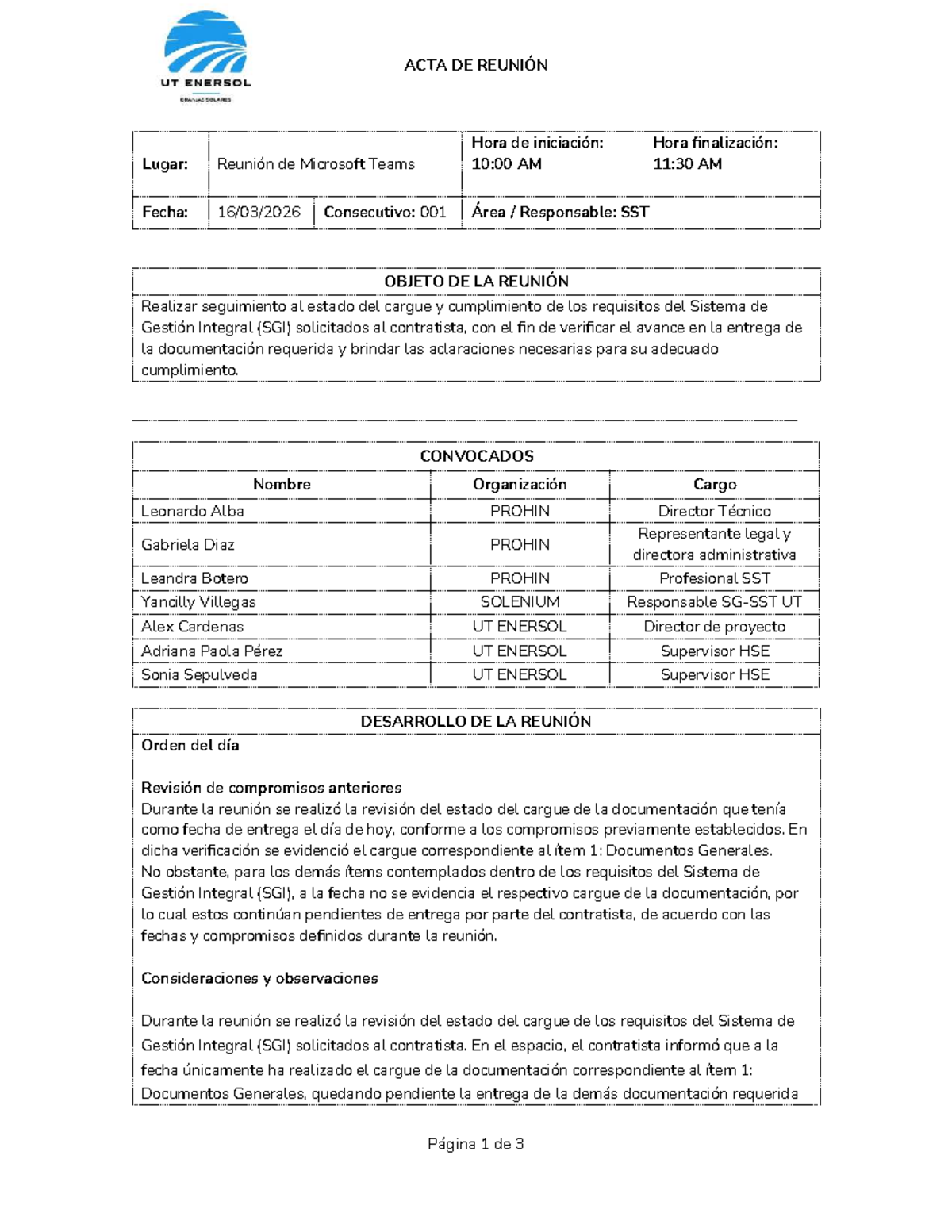 Acta de Reunión SST - Seguimiento Requisitos SGI CEF-25-AR-260316-0.0 ...