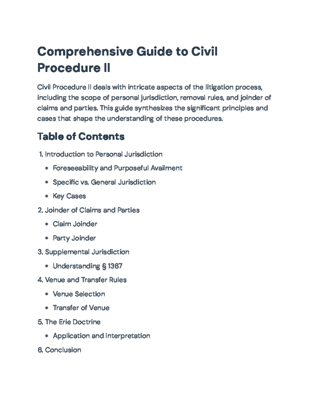 Civil Procedure II: Comprehensive Guide to Jurisdiction and Joinder ...