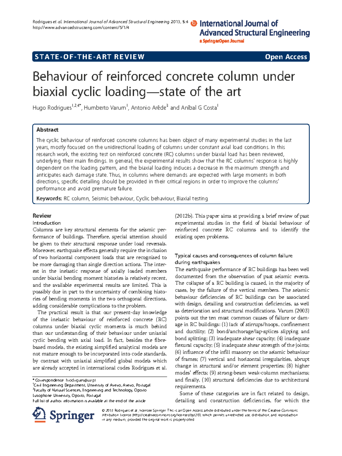 Behaviour of RC Columns Under Biaxial Cyclic Loading: A Review - Studocu