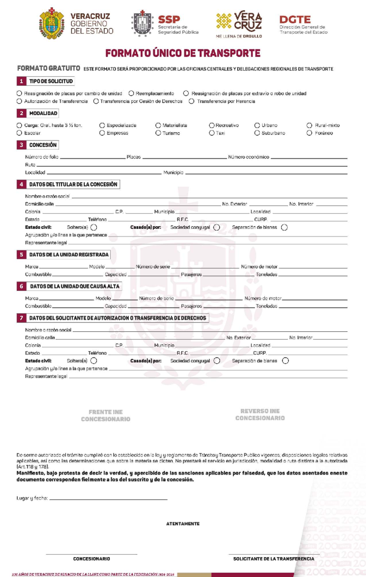 Formato Único de Transporte 2025 - Veracruz SSP DGTE GOBIERNO - Studocu