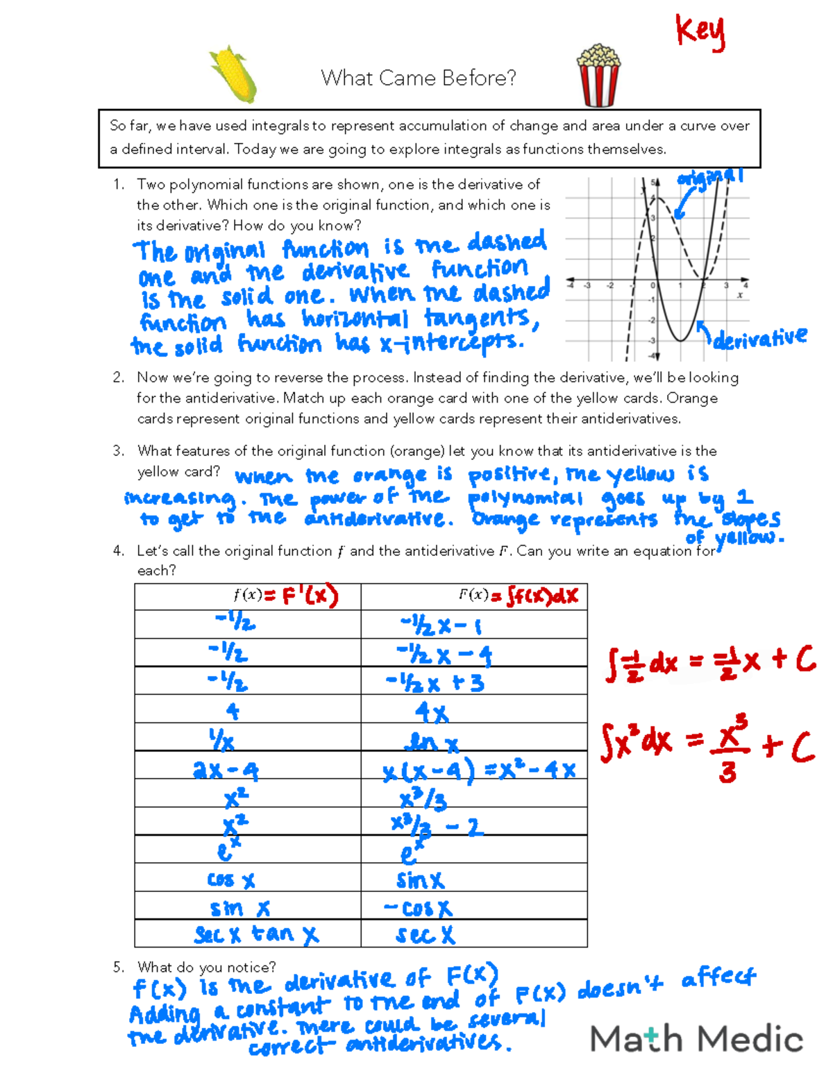 Lesson 6.9 Answer Key: Exploring Integrals as Functions (AP Calculus ...