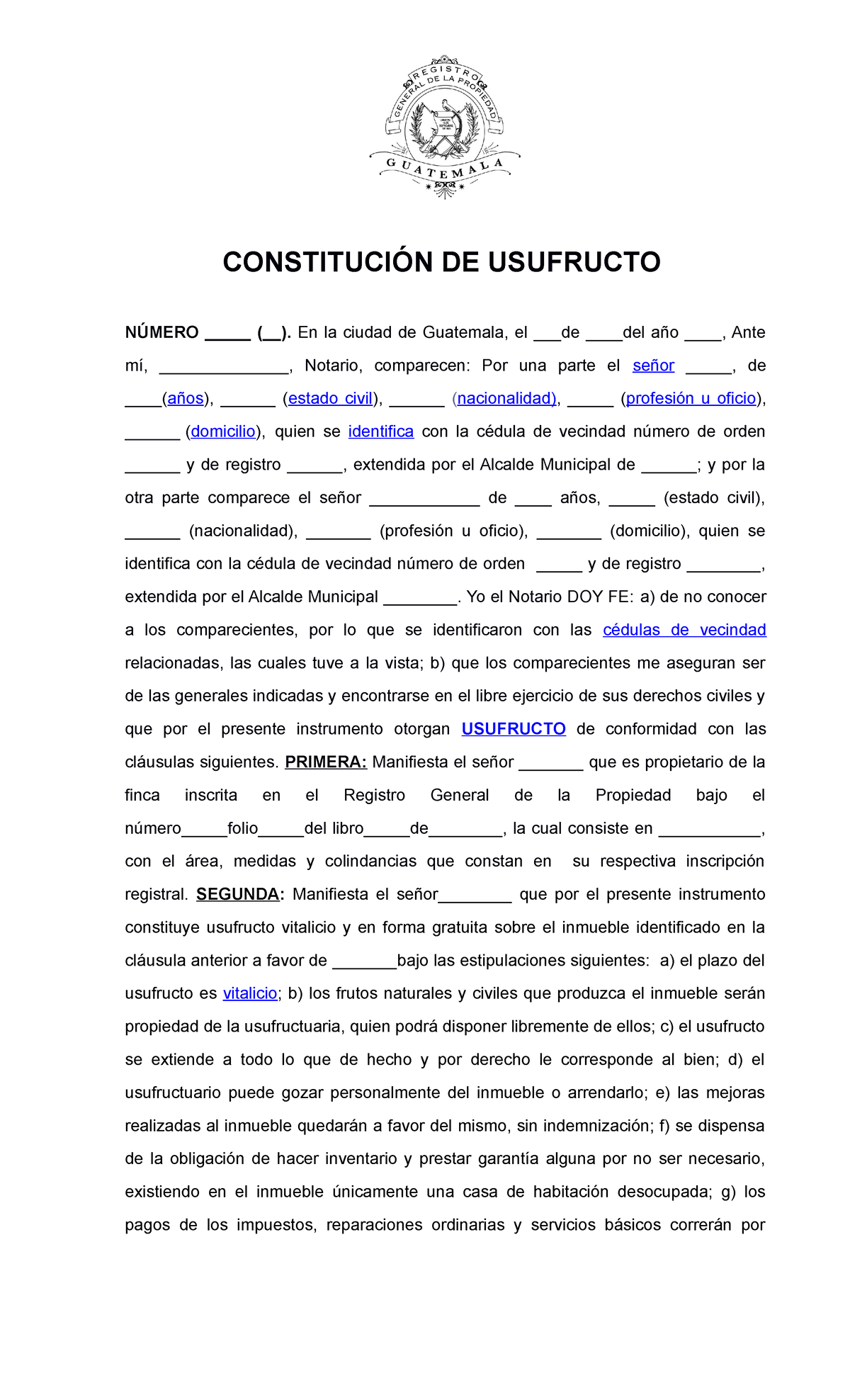 Constitución de Usufructo: Aspectos Legales y Cláusulas Importantes ...