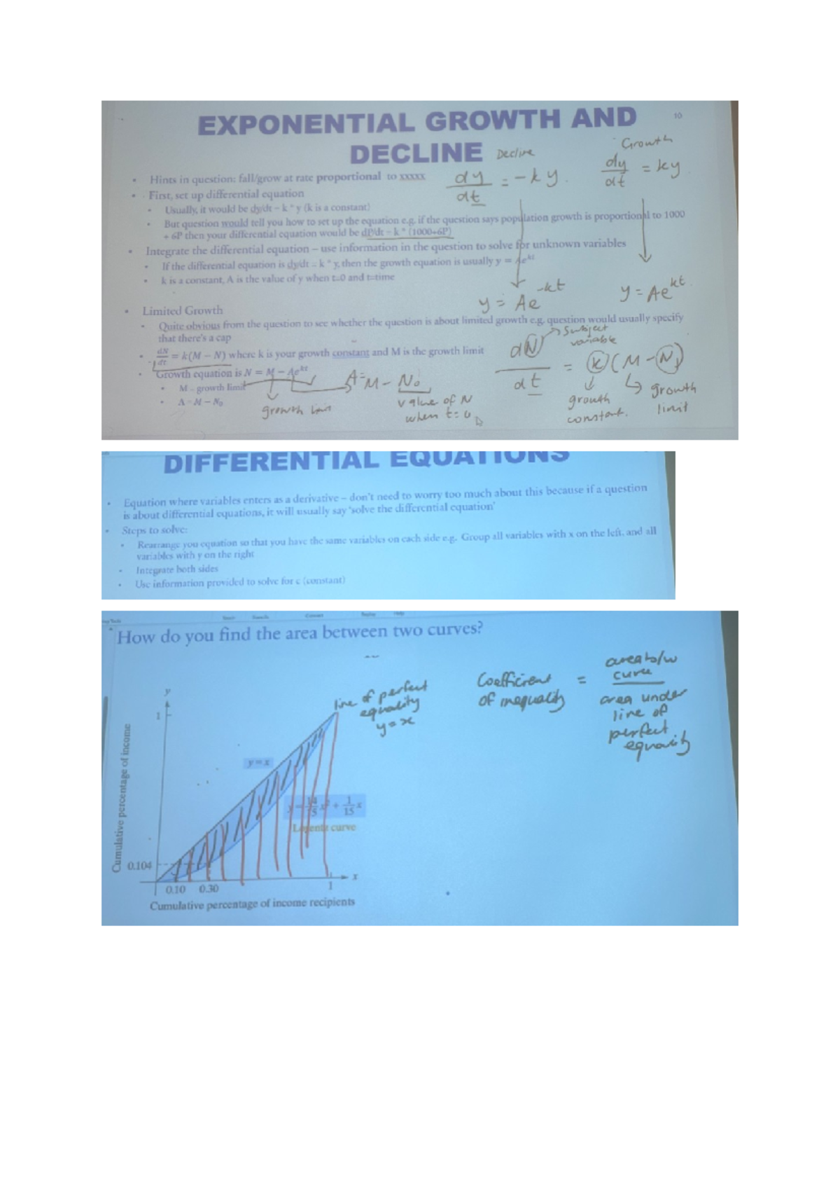ECON1202 Important Notes on Exponential Growth & Differential Equations ...