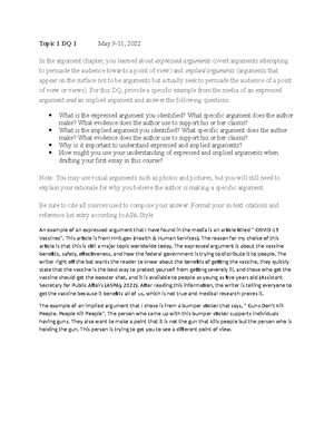 [Solved] provide an example from media of an implied argument - English ...