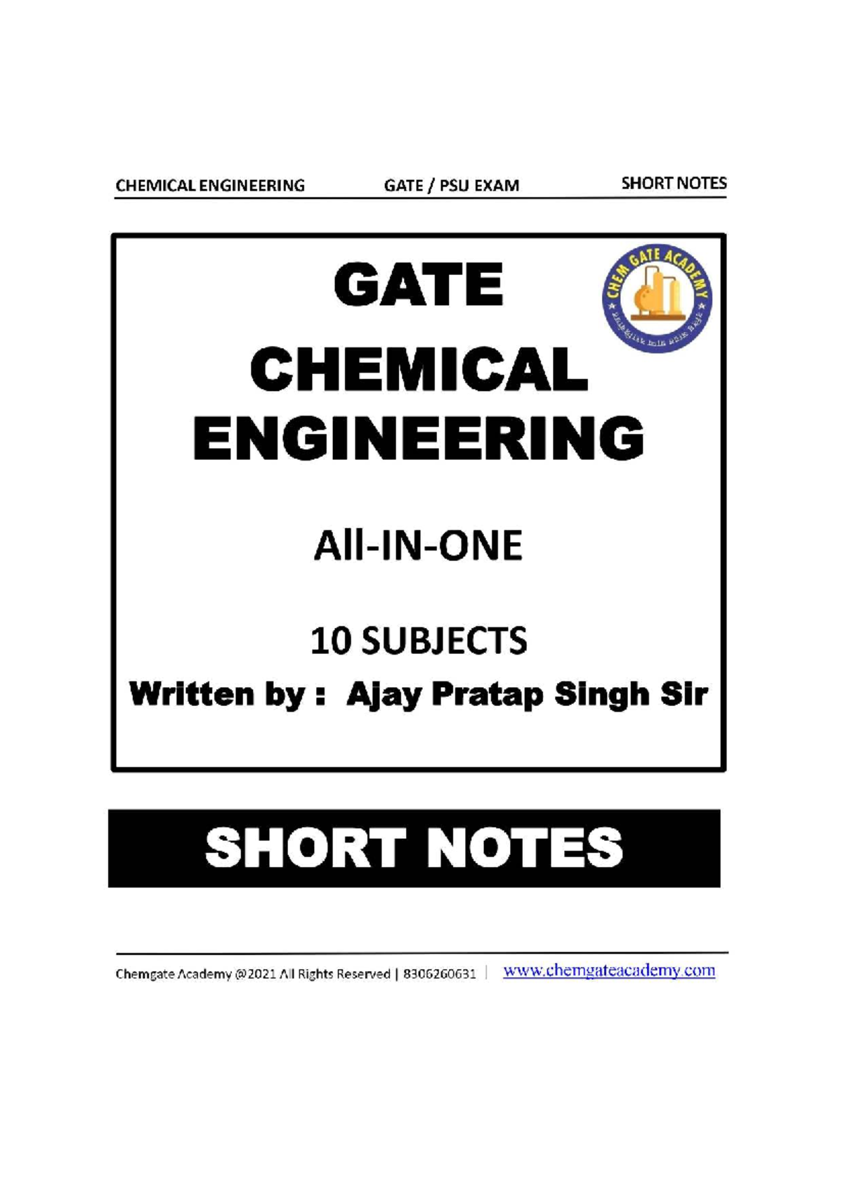 GATE CHEM 2023: Short Notes for Chemical Engineering Exam - Studocu