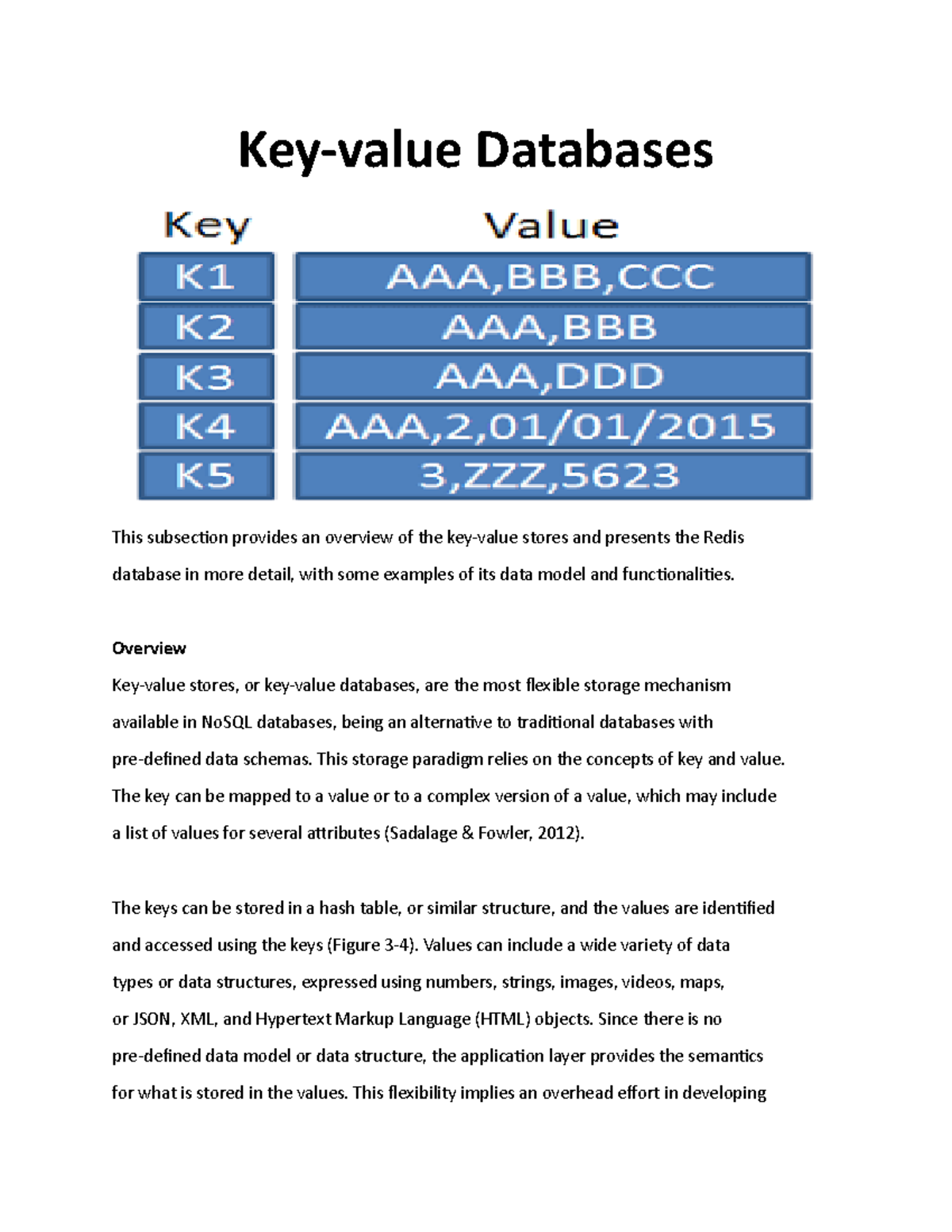 Key-Value Databases: Overview and Redis Data Model Insights - Studocu