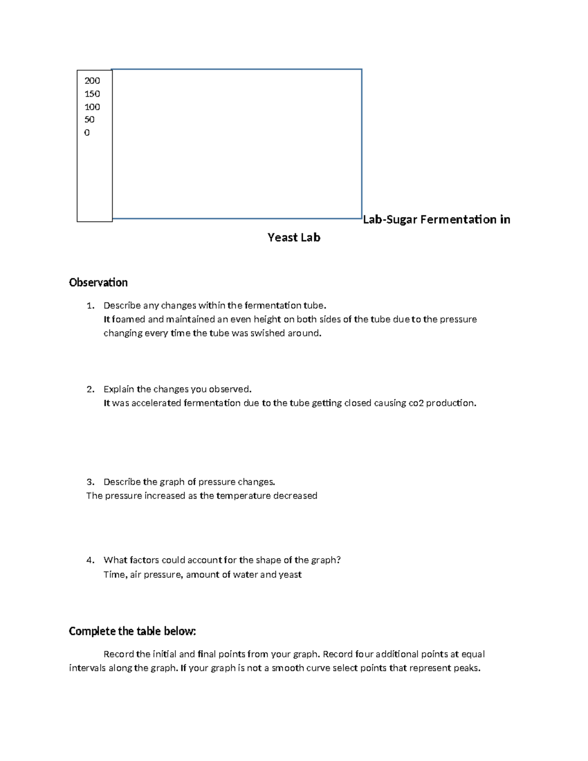Sugar Fermentation in Yeast Lab Worksheet 1 - Lab-Sugar Fermentation in ...