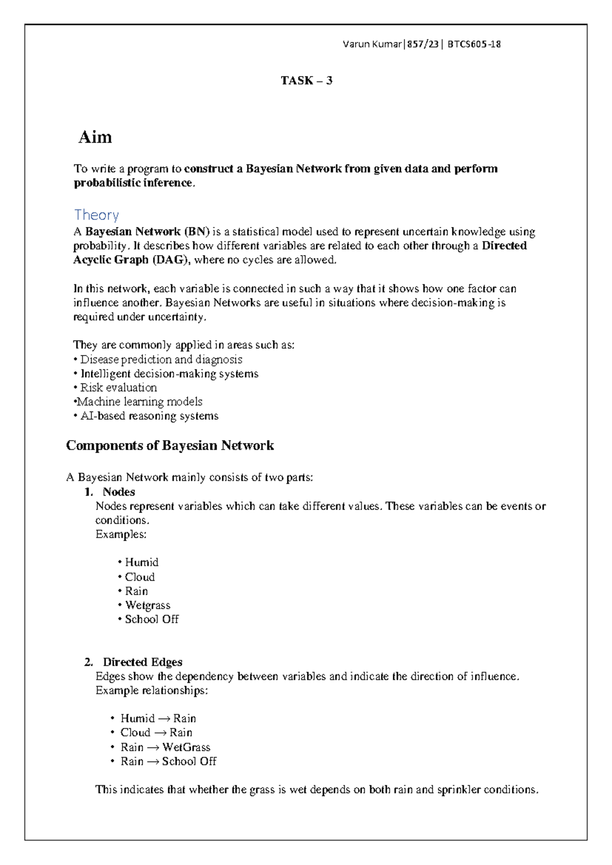 AI Practical Tasks: Bayesian Networks & Reinforcement Learning - Studocu