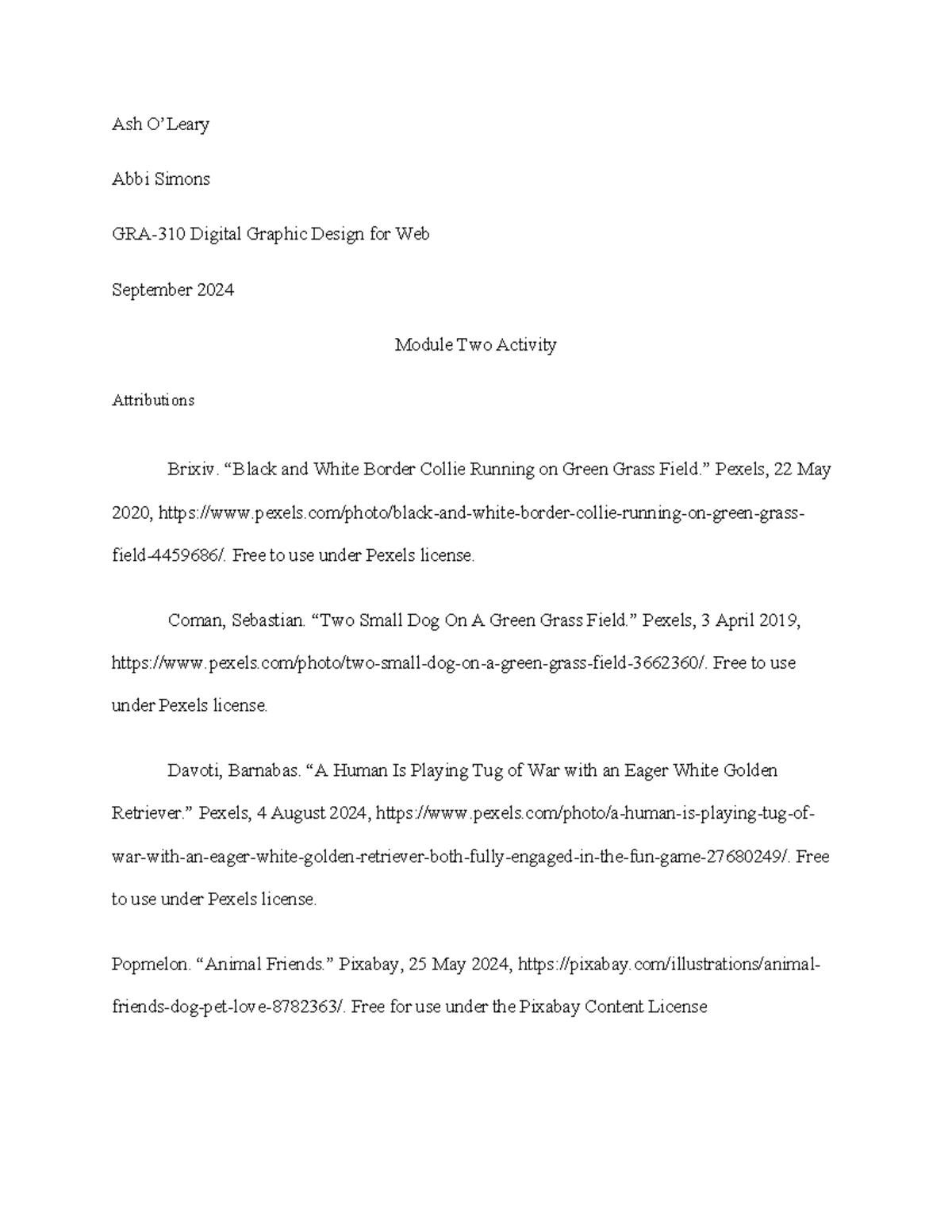 GRA 310 Module Two Activity: Attributions and File Format Insights ...