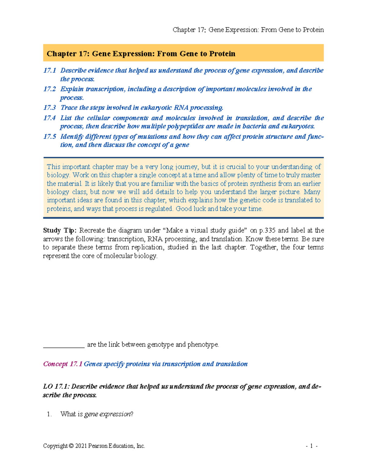 Bio12 ARG 17 - AP Bio reading guides - Copyright © 2021 Pearson ...